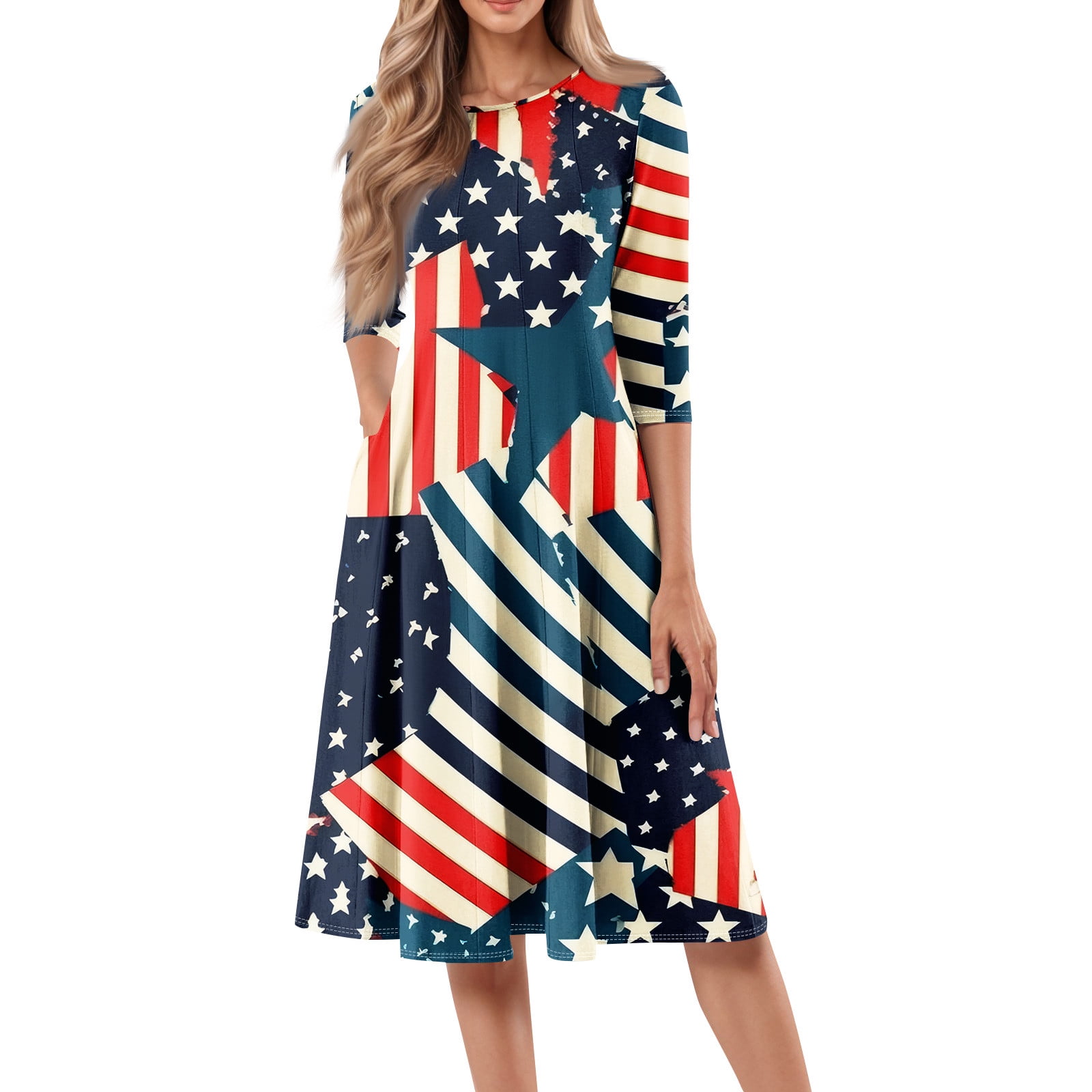 Rlmidhb Independence Day 4th of July Maxi Dress for Women American Flag ...