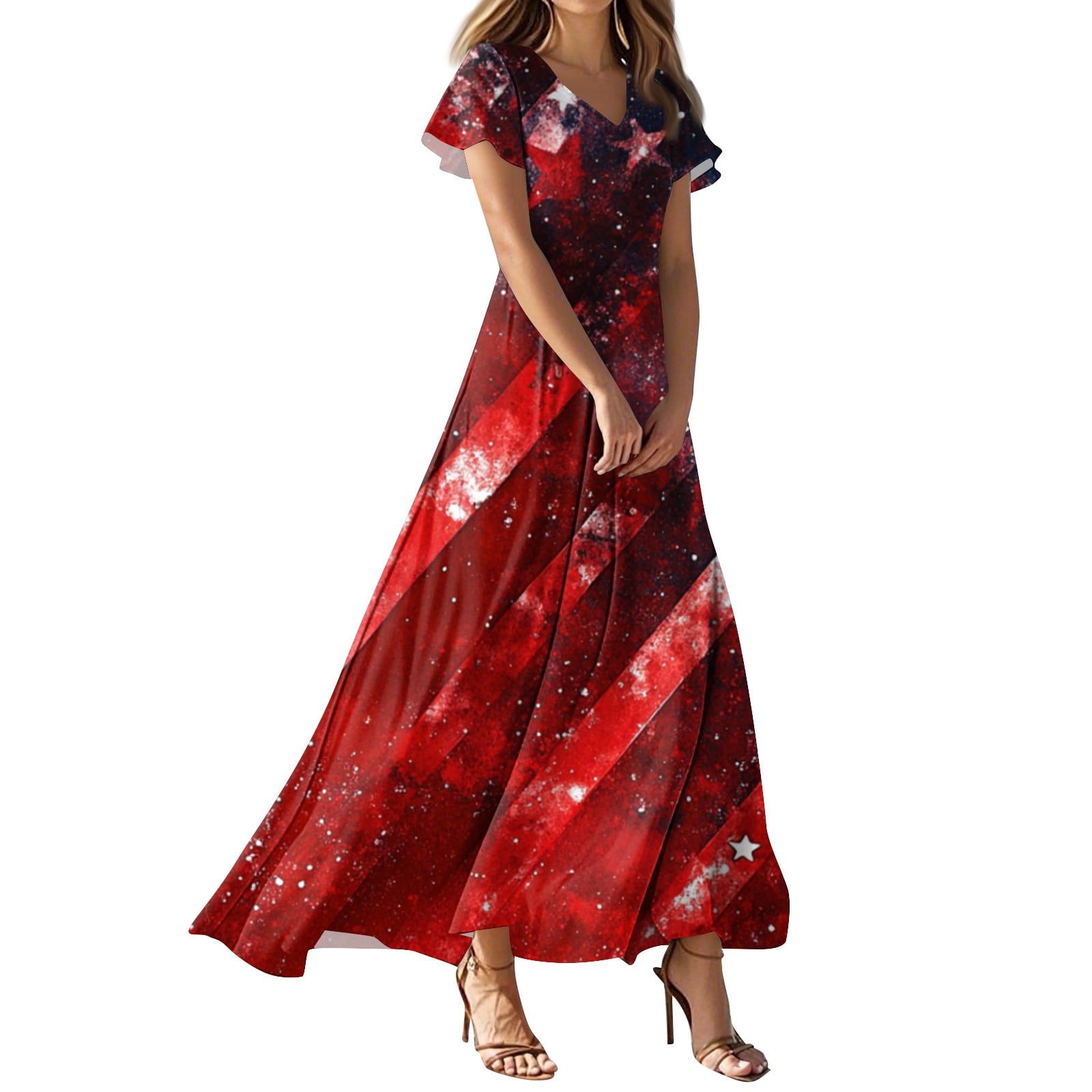 Rlmidhb Independence Day American Flag Maxi Dress for Women 4th of July ...