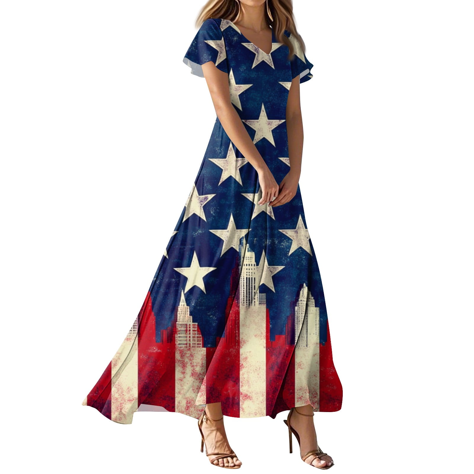 Rlmidhb Independence Day American Flag Maxi Dress for Women 4th of July ...