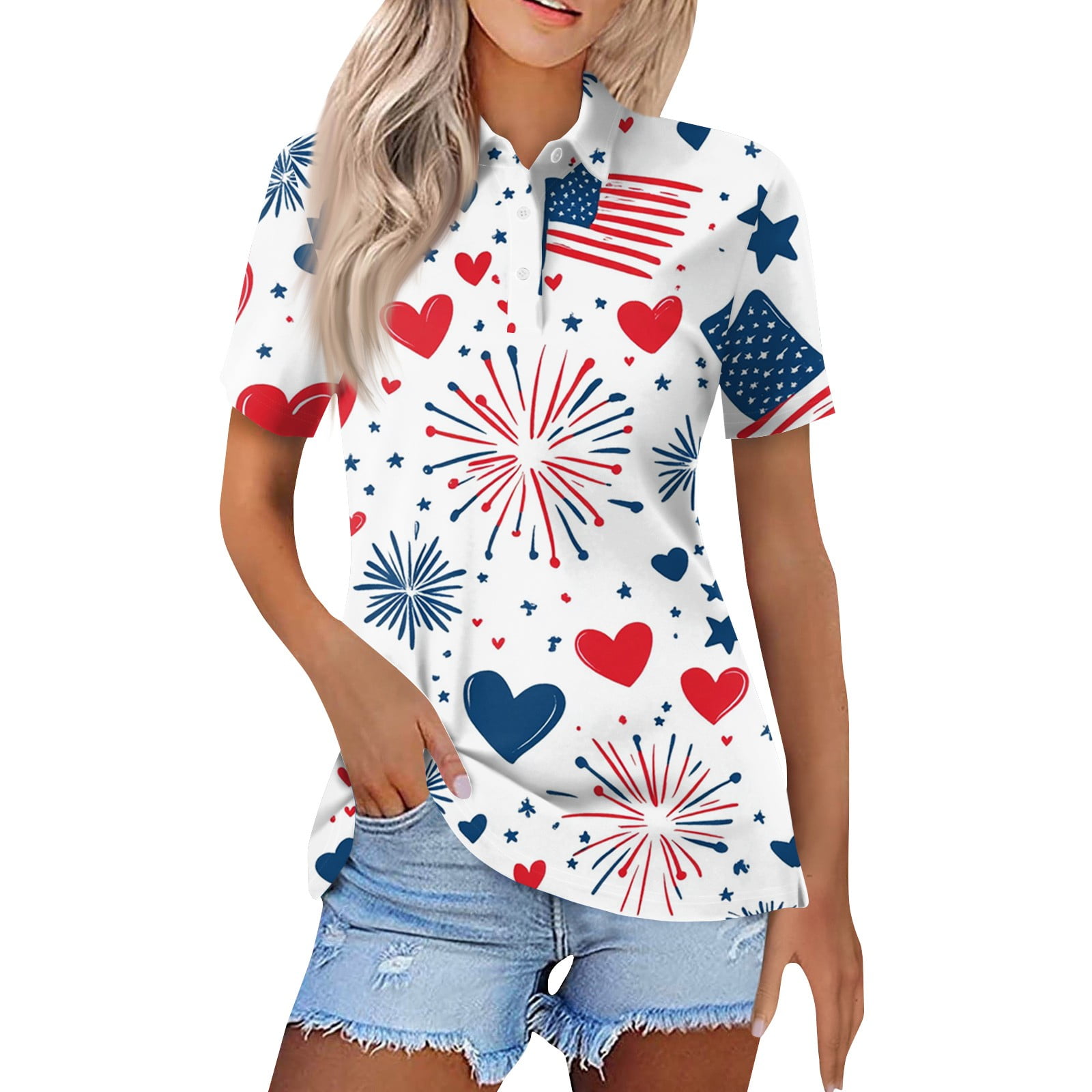 Rlmidhb Independence Day American Flag Polo Shirts for Women 4th of ...