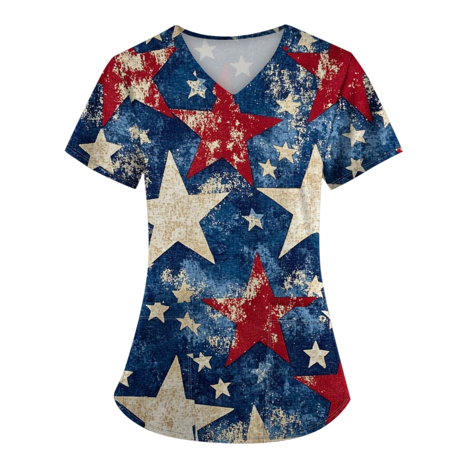 Rlmidhb Independence Day American Flag Scrub Tops for Women 4th of July ...