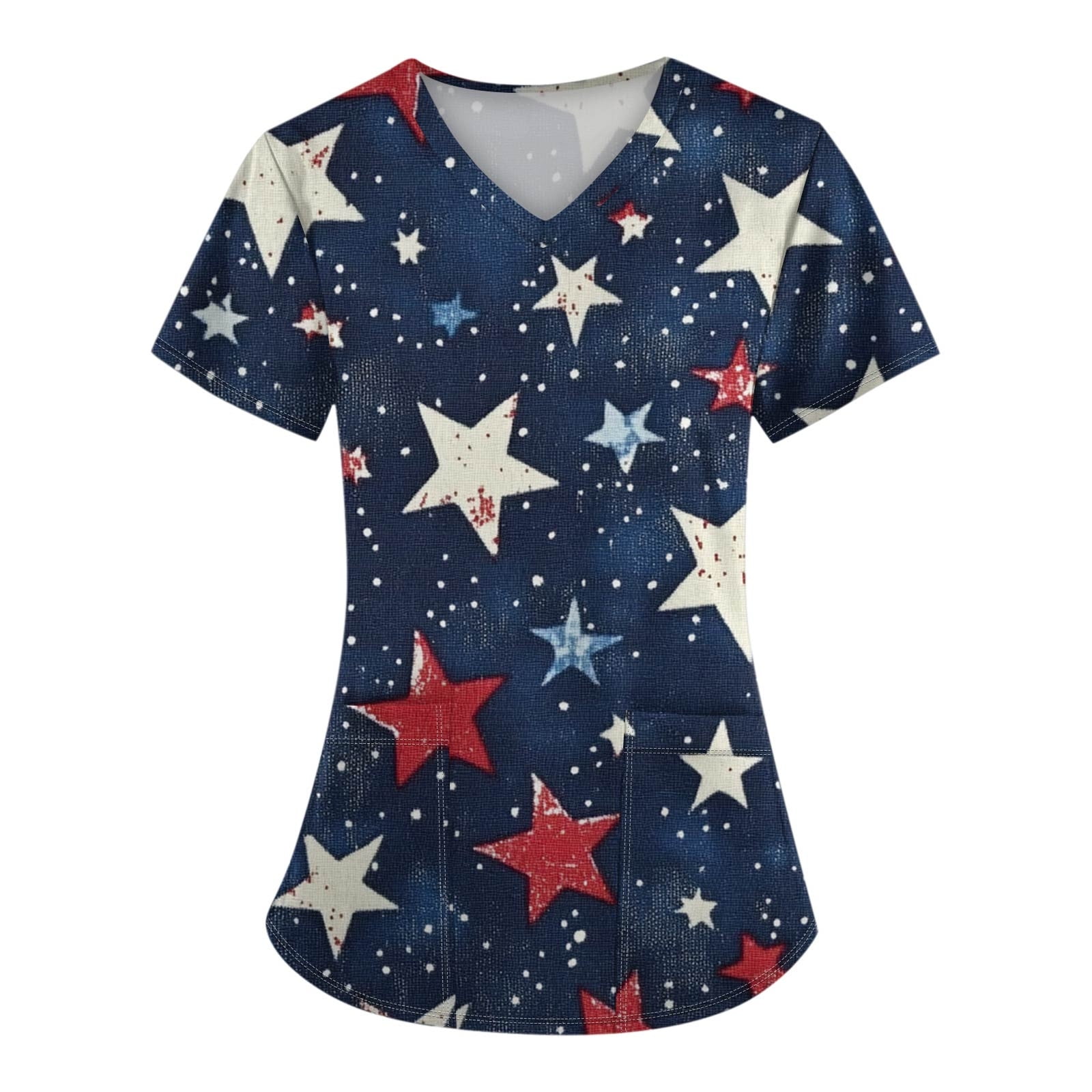 Rlmidhb Independence Day American Flag Scrub Tops for Women 4th of July ...
