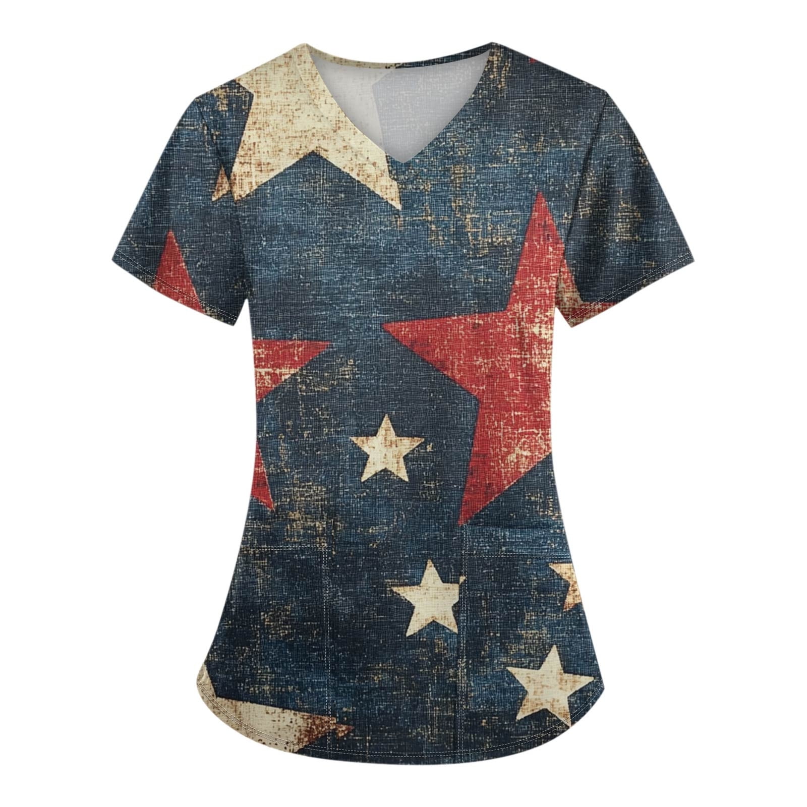Rlmidhb Independence Day American Flag Scrub Tops for Women 4th of July ...