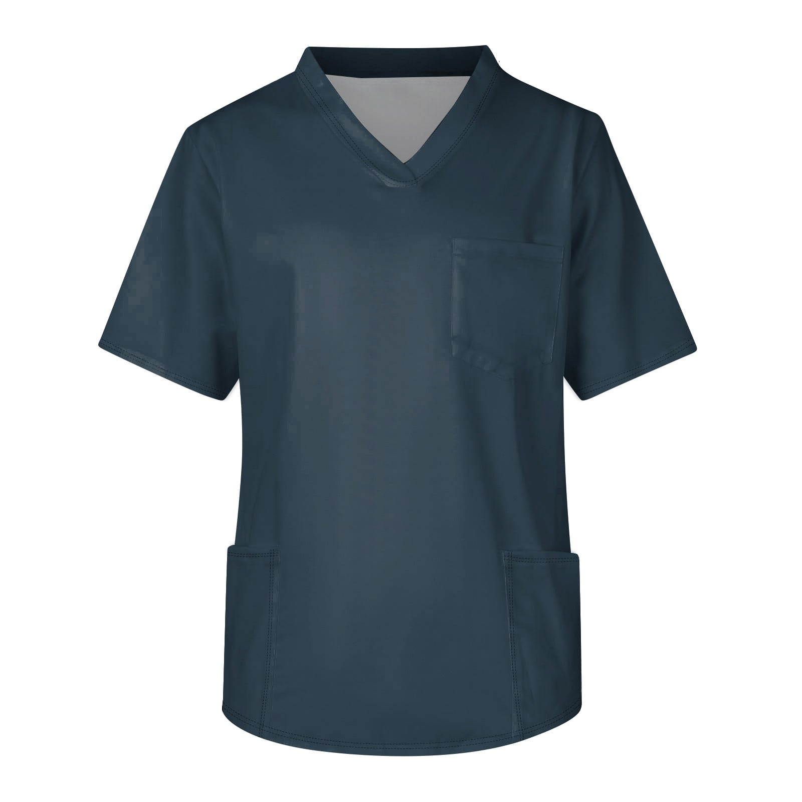 Rlmidhb Plus Size Scrub Tops for Men Blue Solid Color Basic Short ...