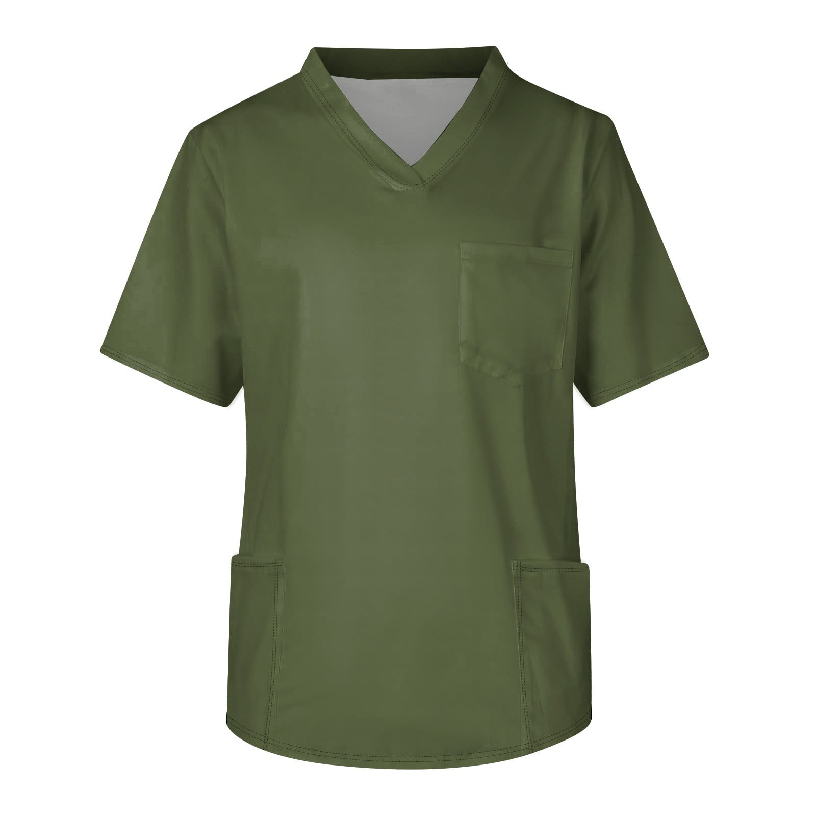 Rlmidhb Plus Size Scrub Tops for Men Green Solid Color Basic Short ...