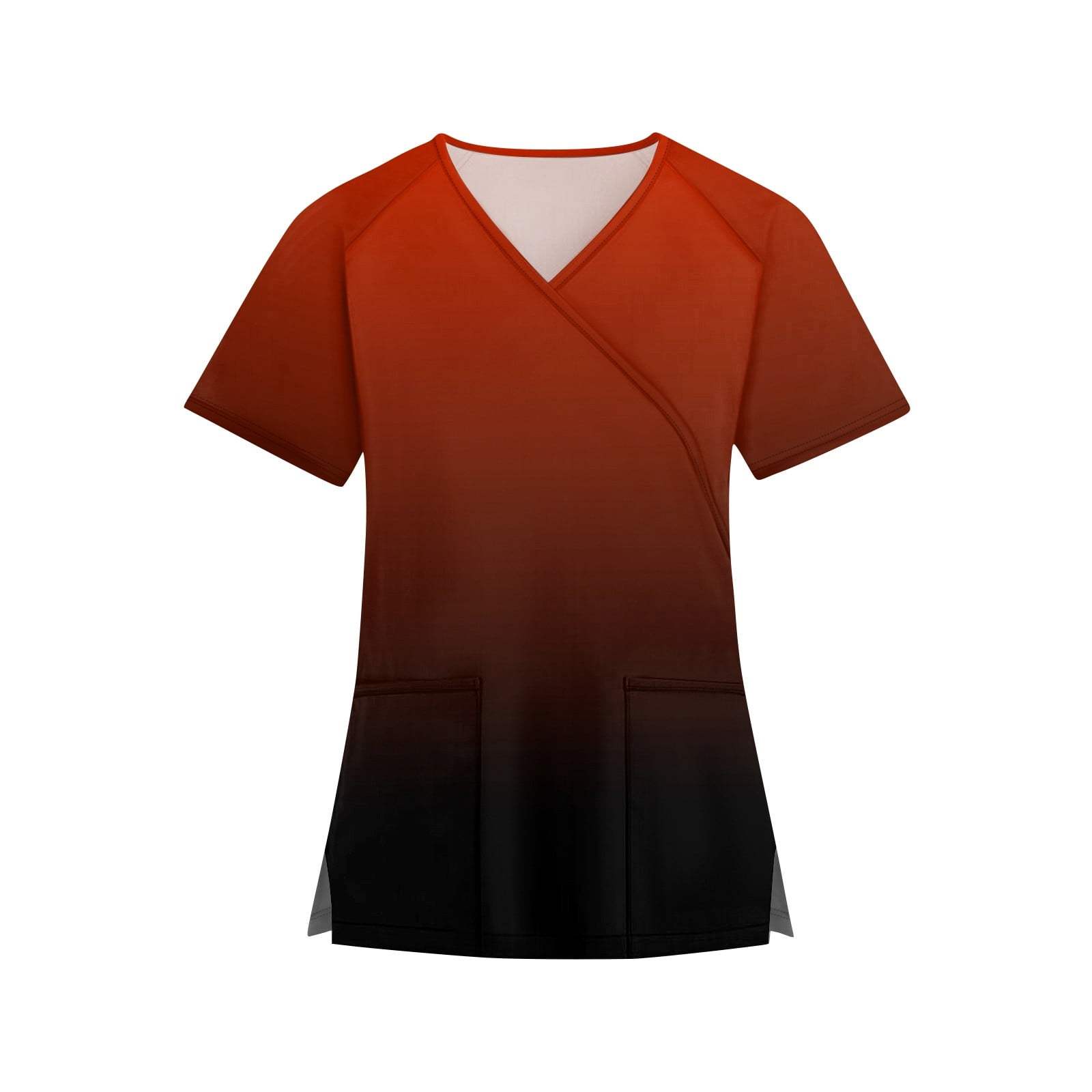 Rlmidhb Red Scrub Tops for Women Gradient Short Sleeve Nurse Uniform V ...