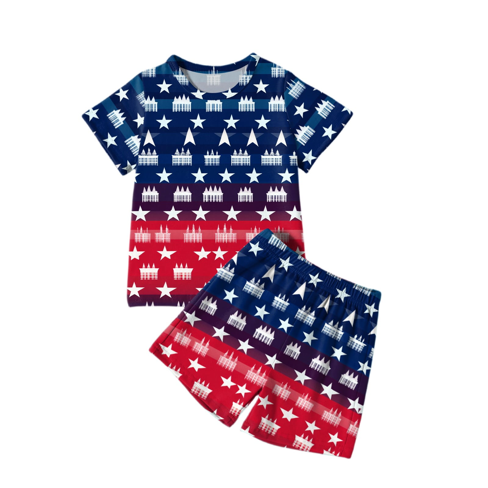 Rlmidhb Red White and Blue Short Sets for Baby Girl Boy Short Sleeve ...