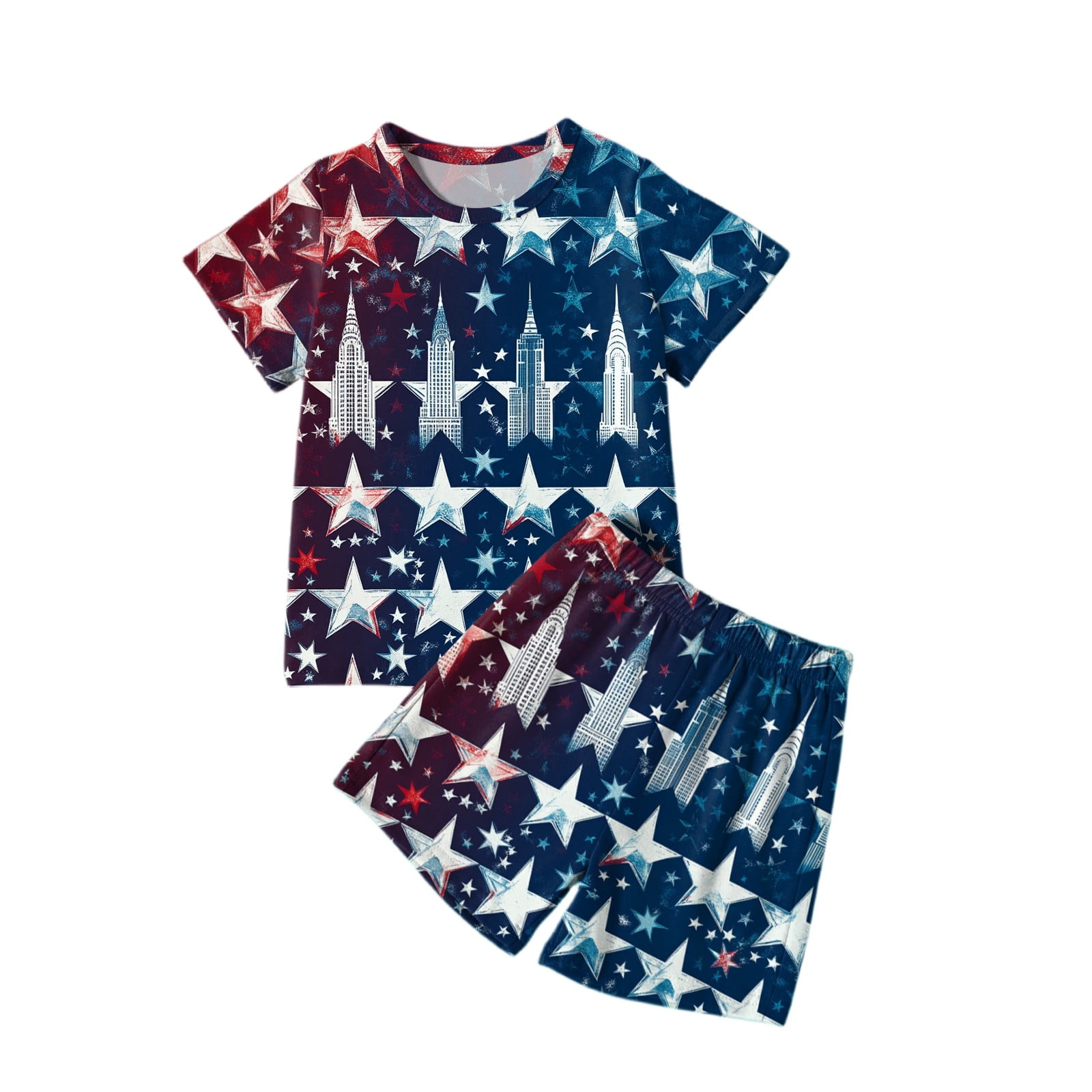 Rlmidhb Red White and Blue Short Sets for Baby Girl Boy Short Sleeve ...
