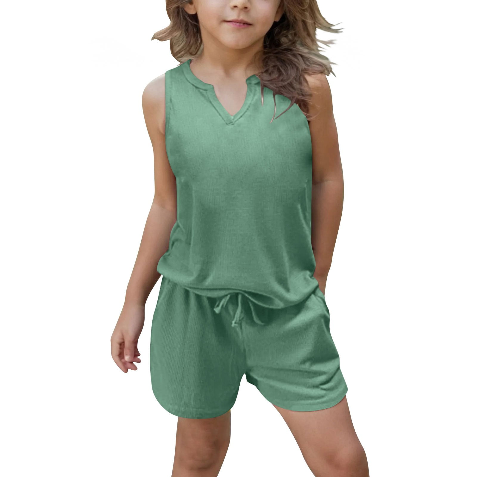 Rlmidhb Solid Color Short Sets for Little Girl Basic Summer 2025 Summer ...