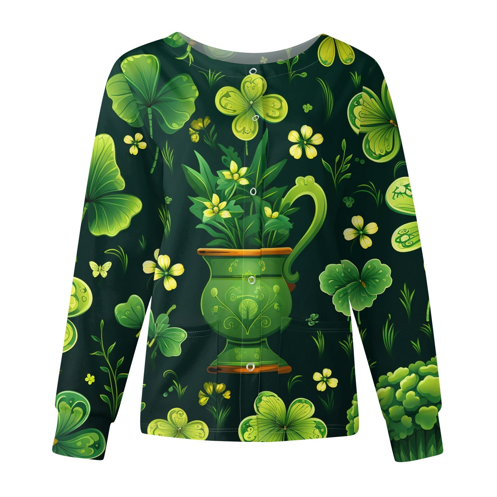 Rlmidhb St Patricks Day 2025 Scrub Jackets for Women Button Down ...