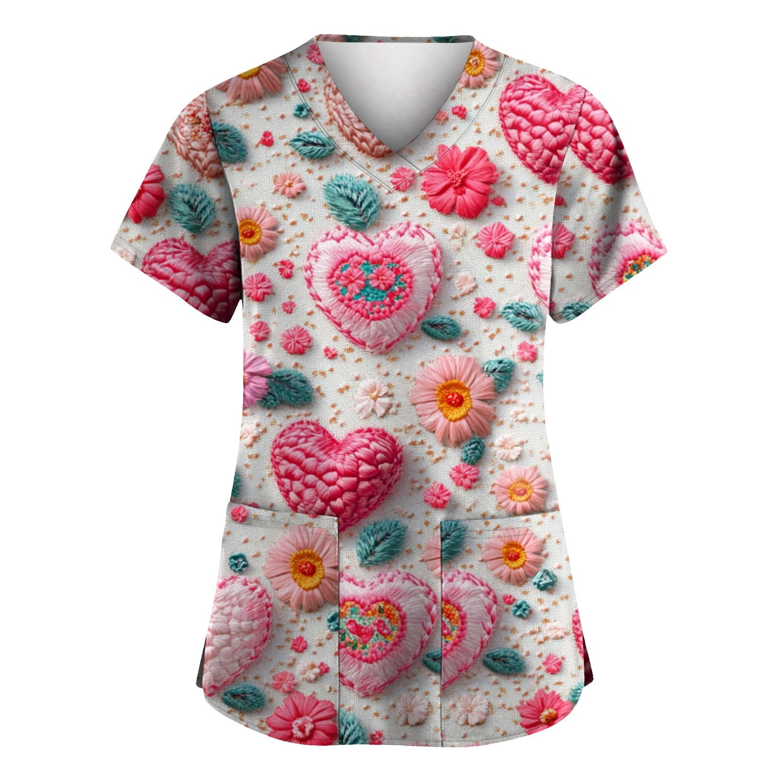 Rlmidhb Valentine's Day 2025 Scrub Tops for Women Cotton Linen Red Love ...