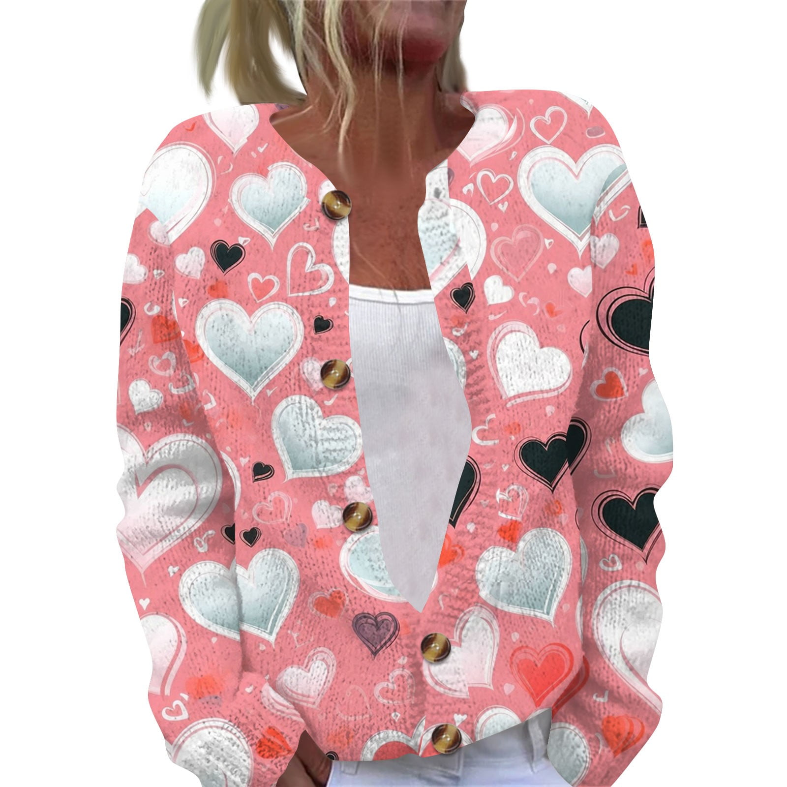 Rlmidhb Valentine's Day Oversized Button Up Sweaters for Women Love ...