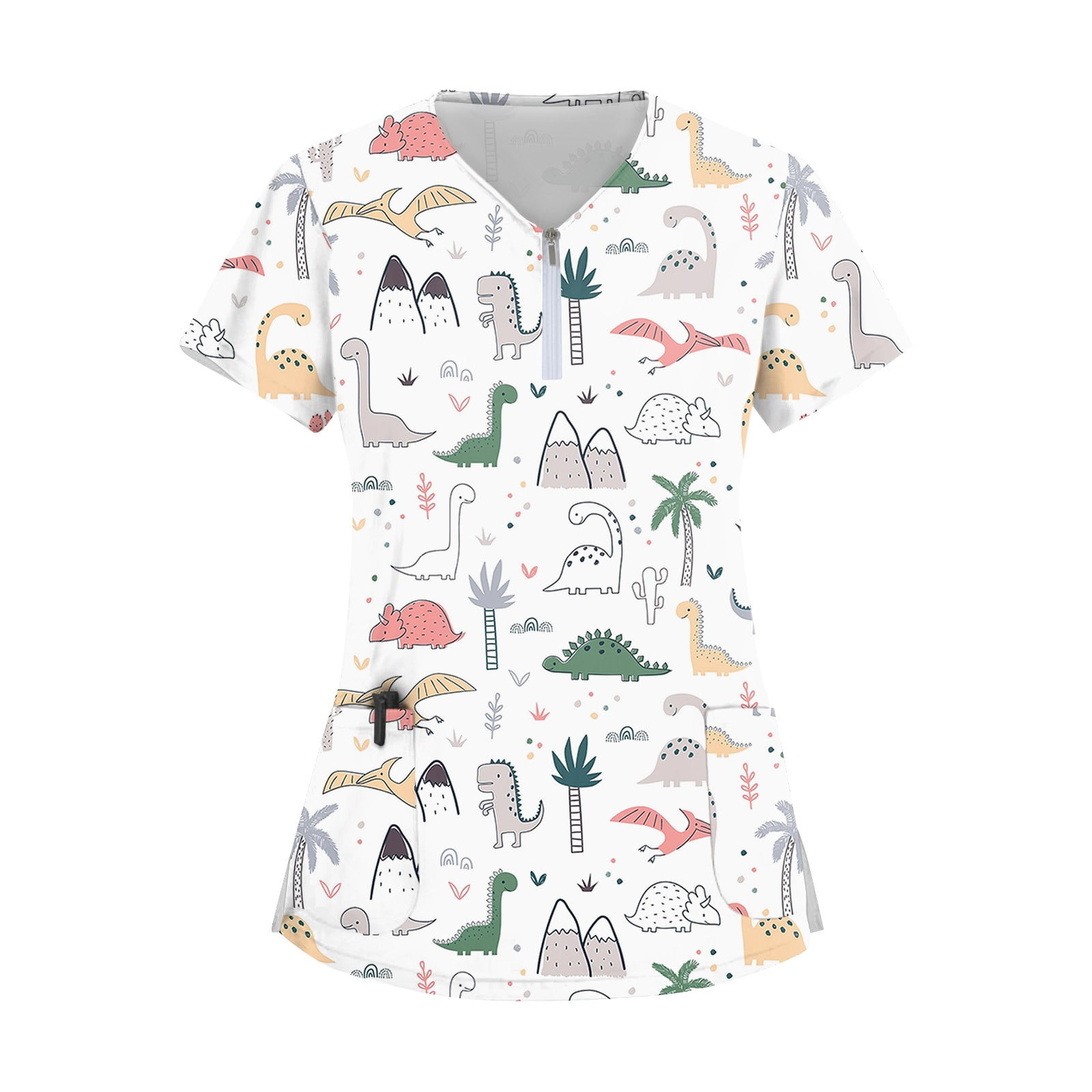 Rlmidhb White Scrub Tops for Women Nurse Uniform Zip up Half Zip Up ...