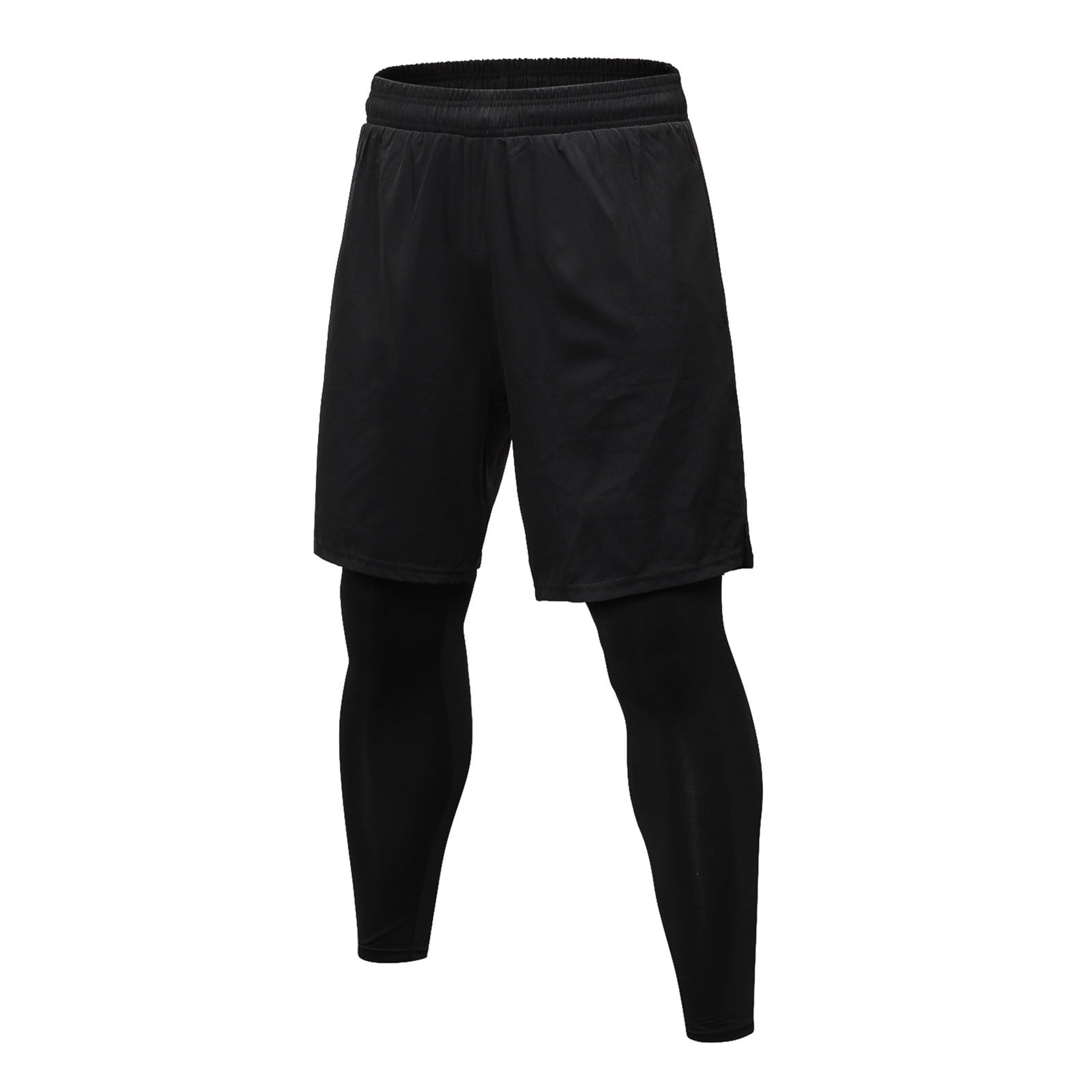 Rloper-Lop Men's 2 in 1 Running Pants Gym Workout Compression Pants for ...