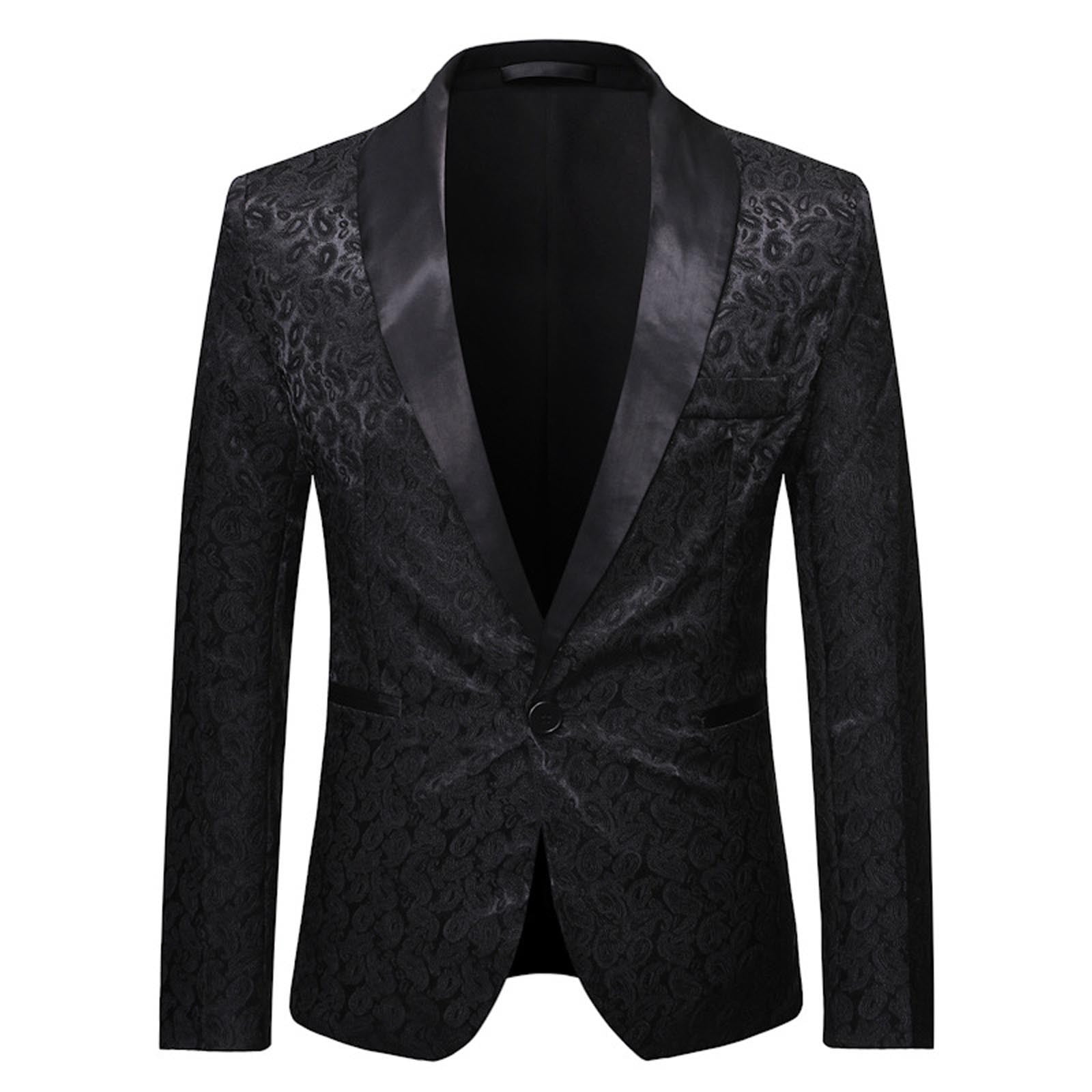 Rloper-Lop Men's Floral Tuxedo Jackets Lapel Stylish Suit Blazer ...