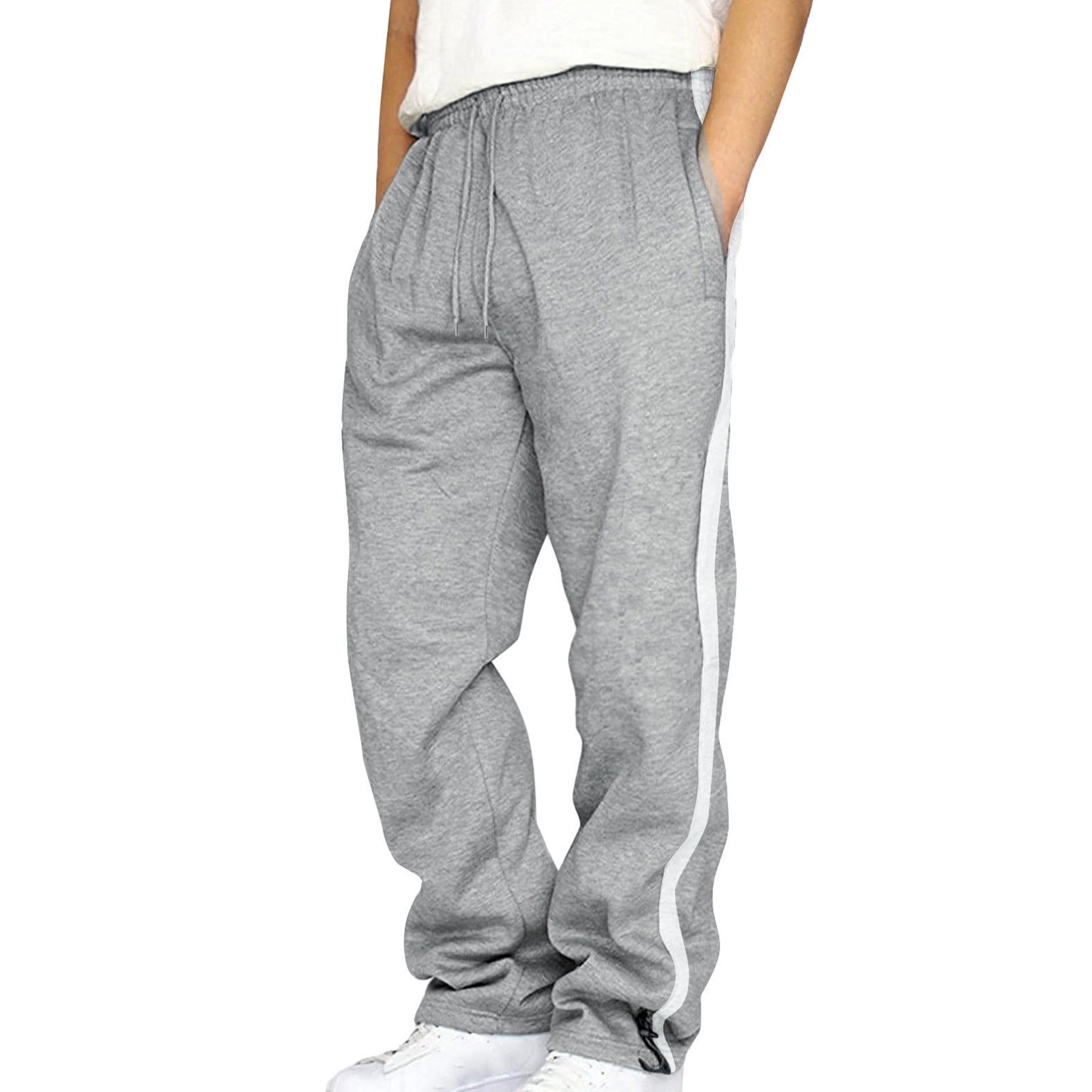 Rloper-Lop Mens Striped Athletic Pants Open Bottom Running Sweatpants ...