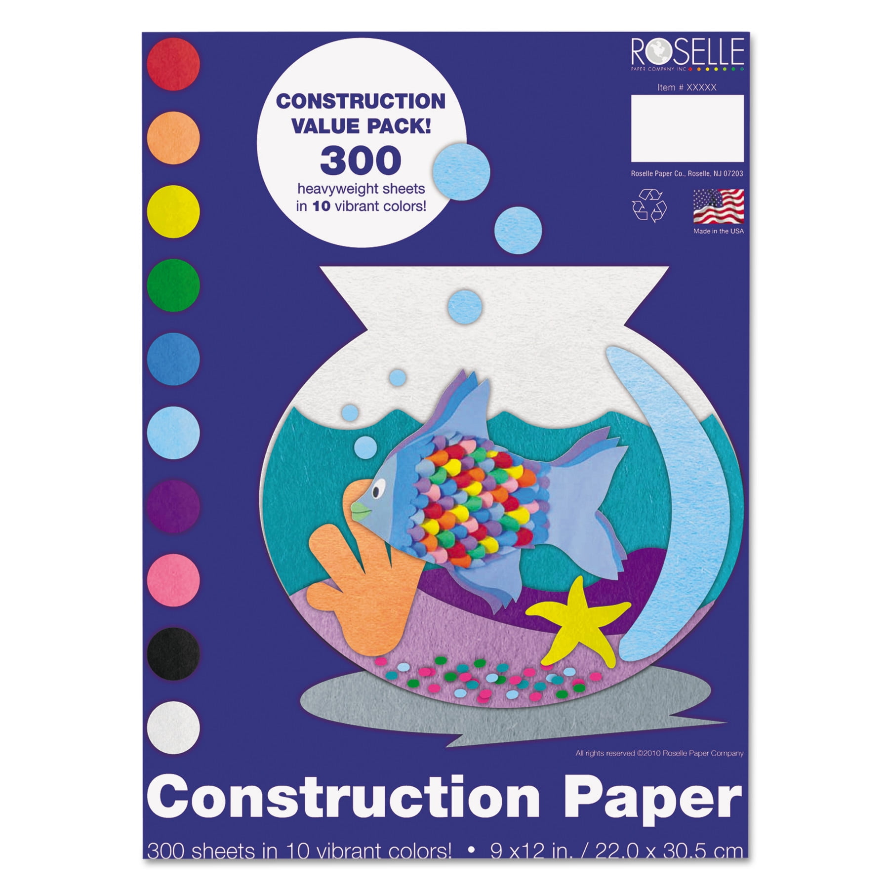 Rlp 01300 Heavyweight Construction Paper, 58 lbs., 9 x 12, Assorted ...