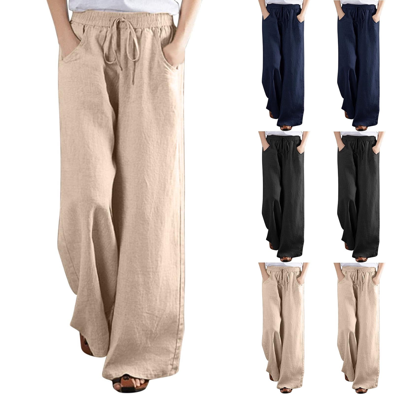 Itsame Comfortable Loose Pants For Womens Relaxed Cotton High Waisted