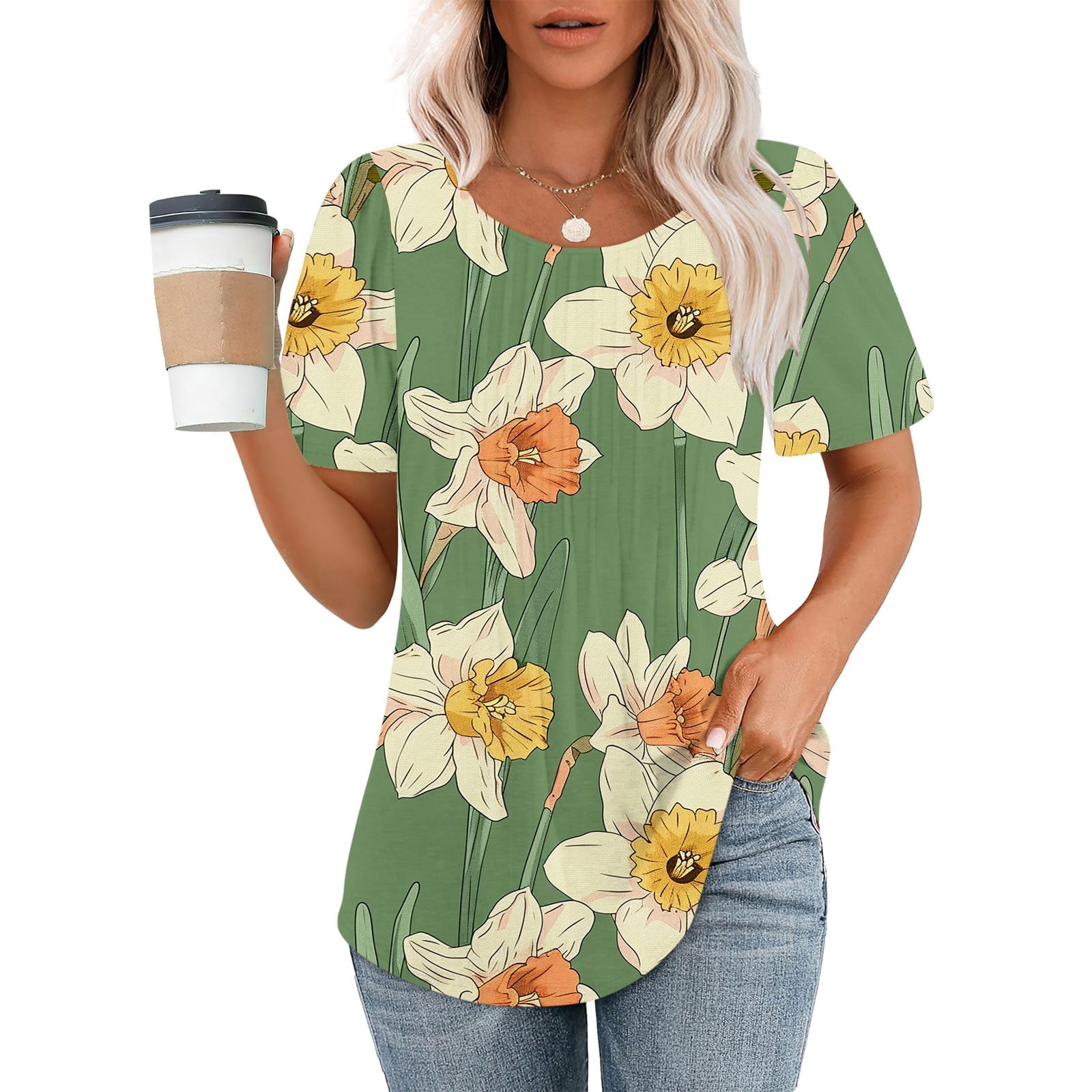 Itsame Short Shirt Sleeved Tops for Womens Fashionable Printed Relaxed ...