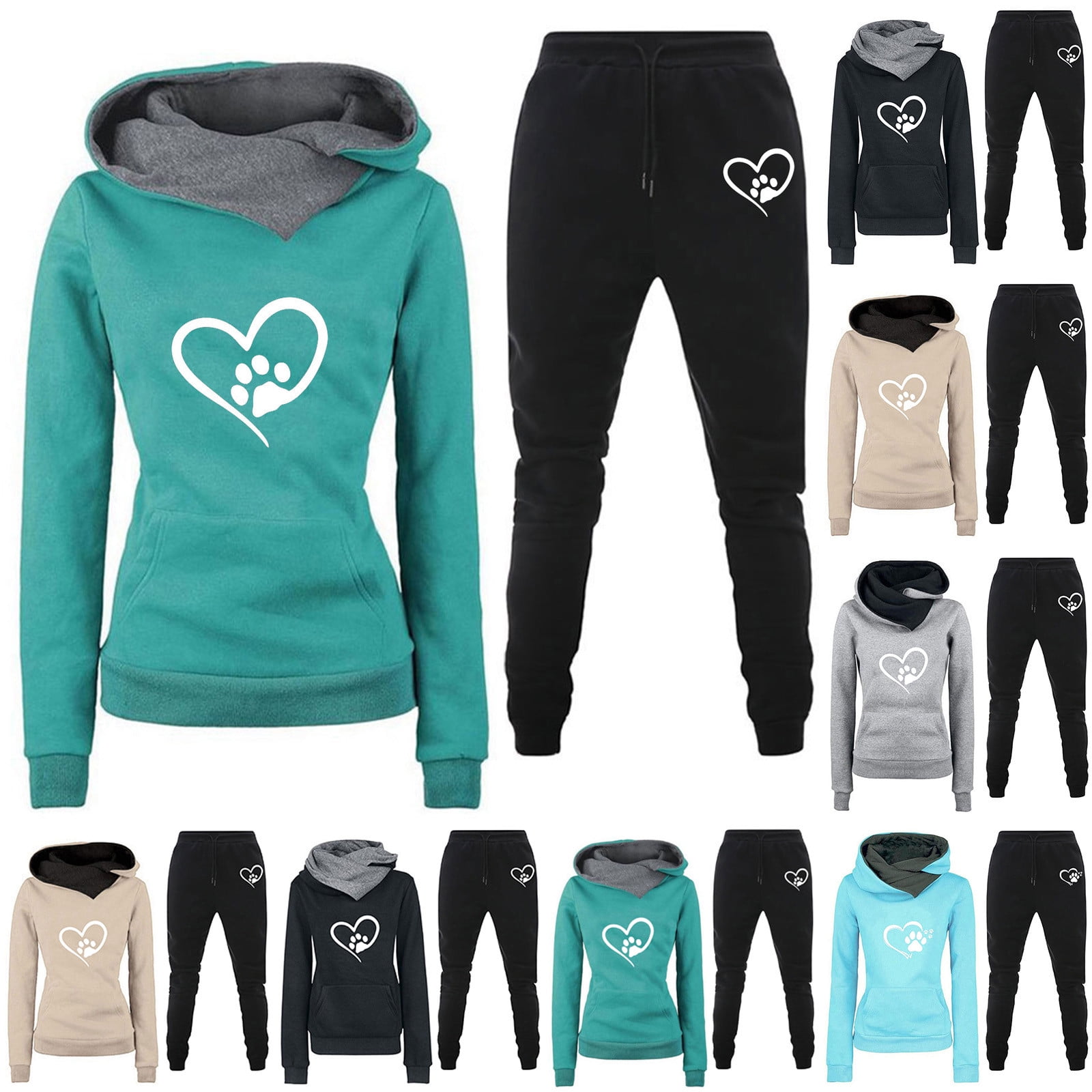 Itsame Tops and Pants Activewear Set Womens Sweatsuits 2pcs Sets Long ...