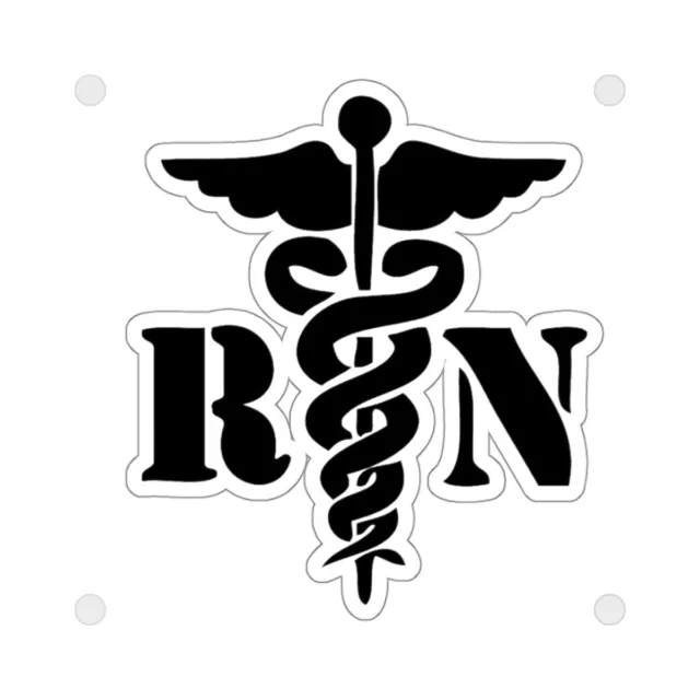 Rn Registered Nurse Black Bold Logo Vinyl Sticker Decal Gift Idea Hero ...