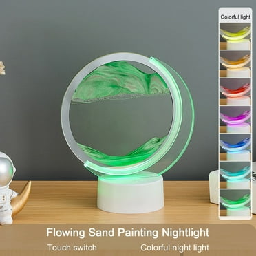 3D Sand Art Liquid Motion, Kinetic Art Quicksand Painting with Led Light Home Office Relaxing ...