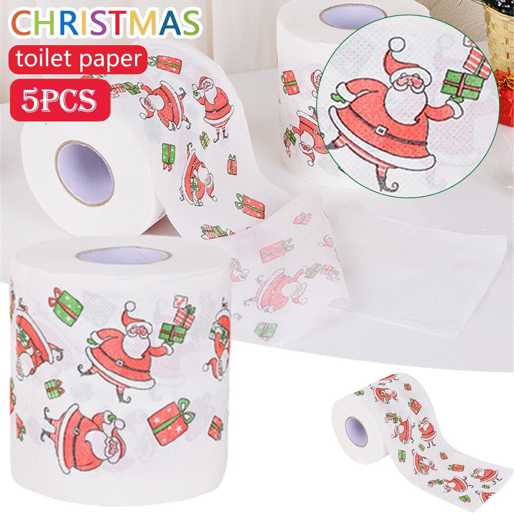 RnemiTe-amo 5 Rolls Merry Christmas Toilet Paper Cute Santa Claus Funny ...