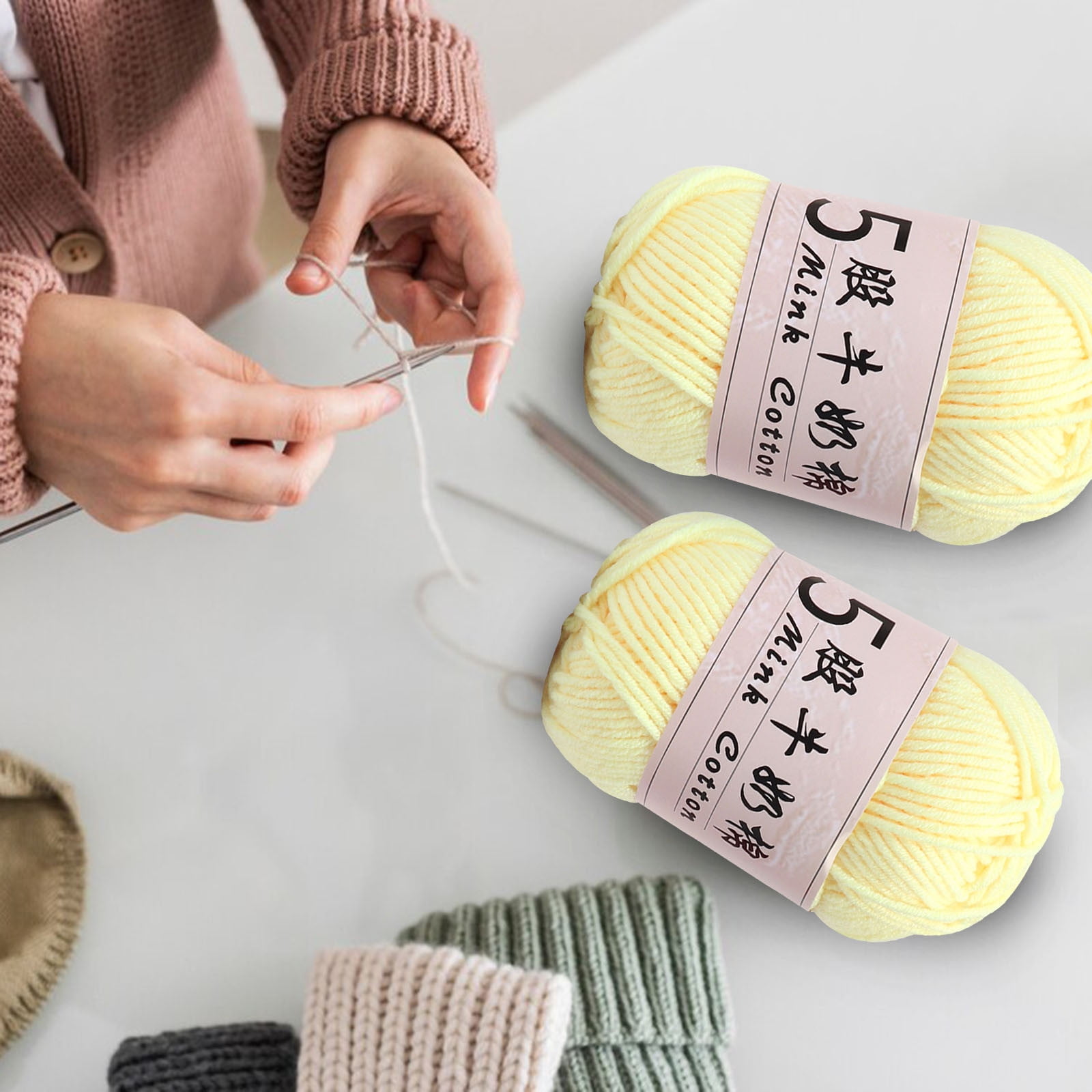 RnemiTe-amo 5 Rolls Soft Comfortable Cotton 100% Cotton Yarn for ...