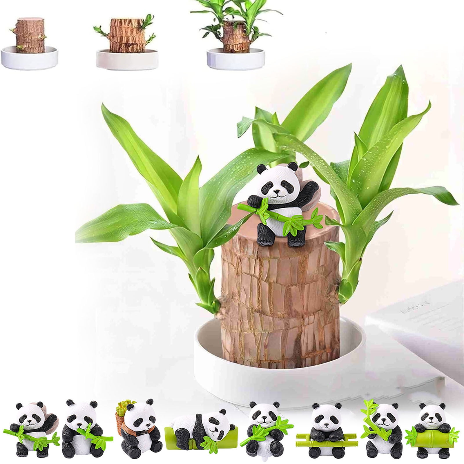 RnemiTe-amo 8 Pcs Mini Panda Car Decoration, Panda Bamboo Figurines ...