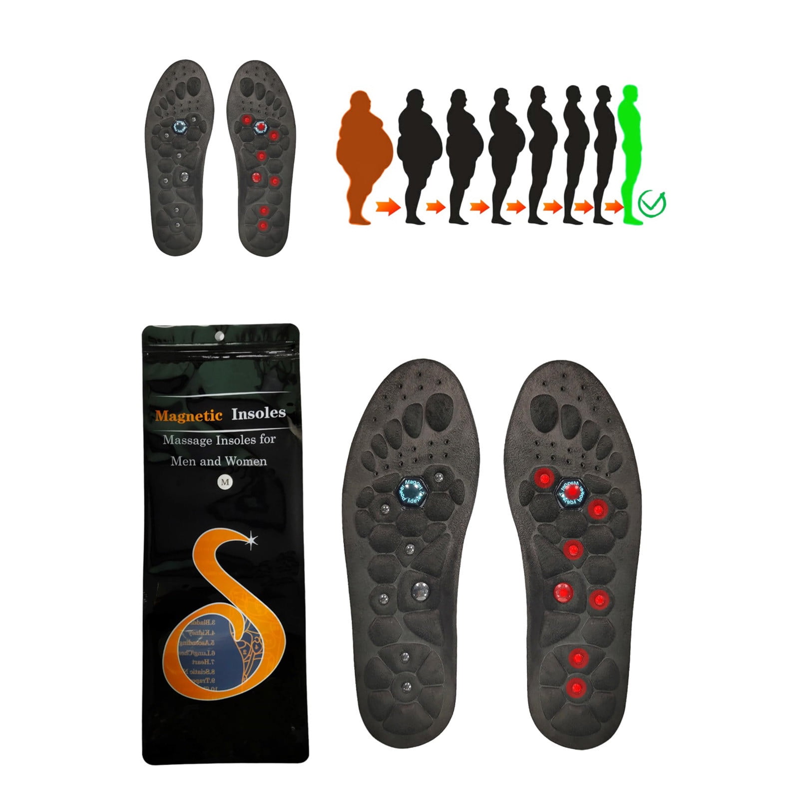 Rnemite Amo Acupressure Magnetic Massage Insoles Magnetic Therapy