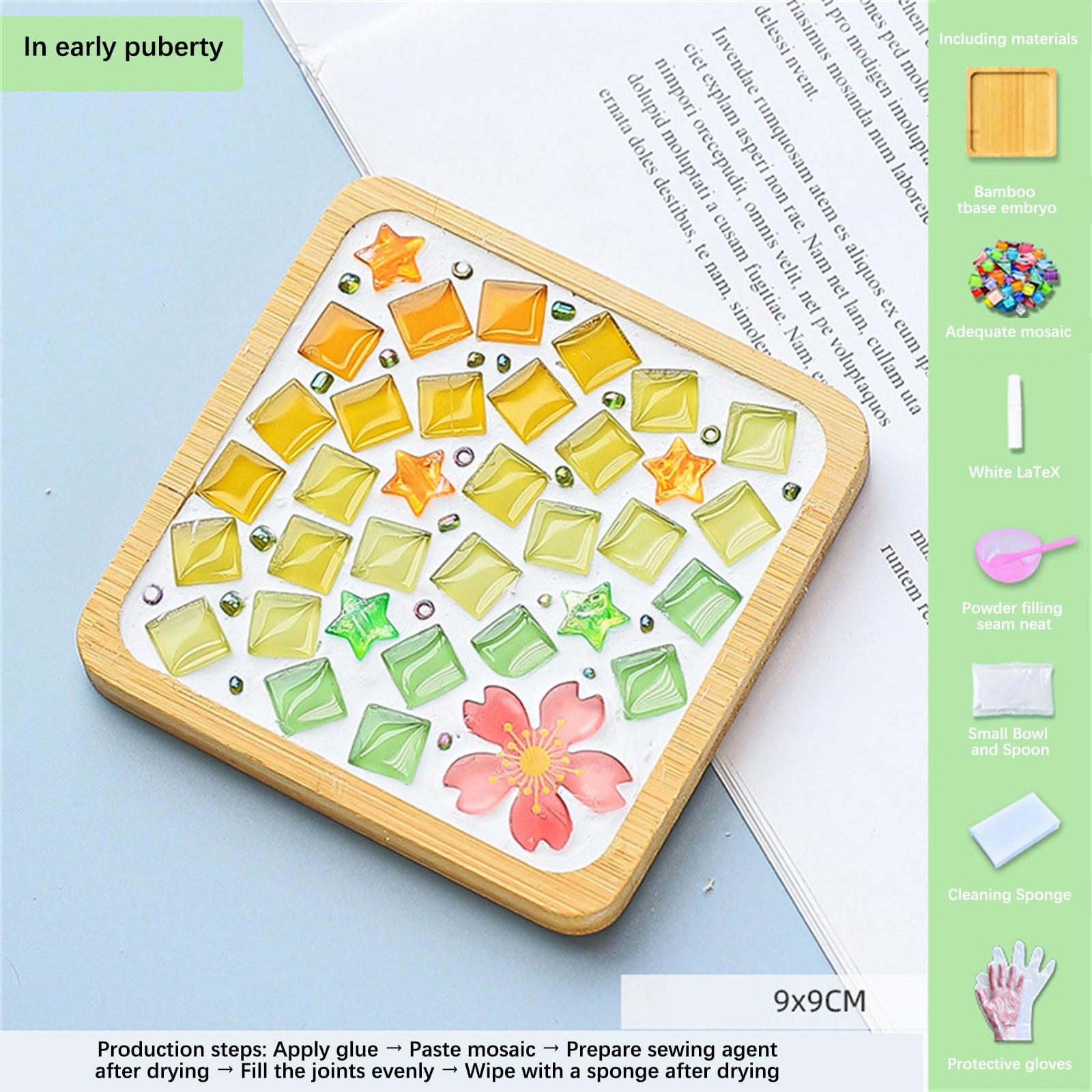 RnemiTe-amo DIY Glass Mosaic Tiles for Crafts,Mixed Color Mosaic Kit ...