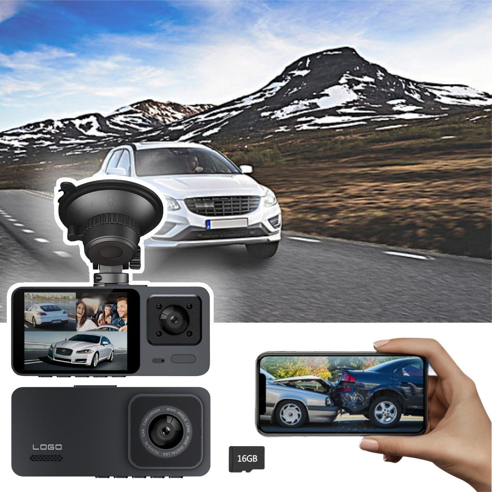 RnemiTe-amo Dash Camera Front and Inside,1080P Car Dash Cam,Wide Angle ...
