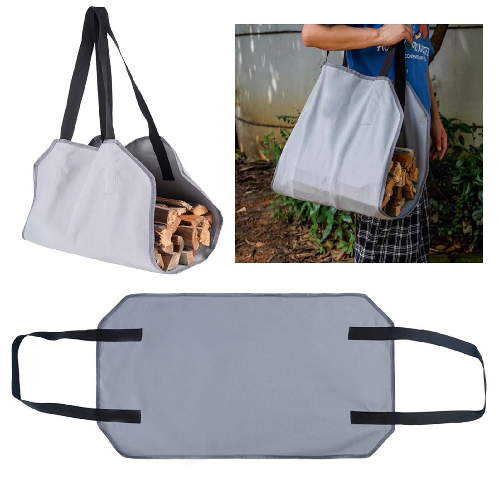 RnemiTe-amo Storage Bins Storage Box Firewood Log Carrier Bag - Waxed ...