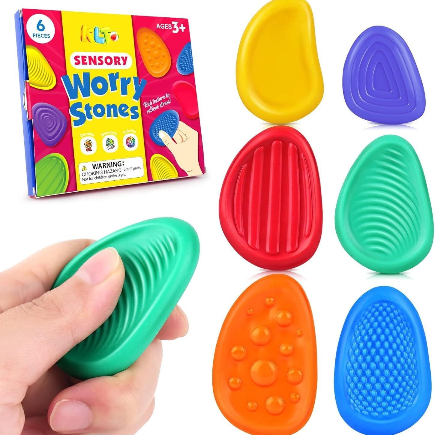 RnemiTe-amo Fidget Toys Sensory Stone for Kids,Textured Sensory Fidget ...