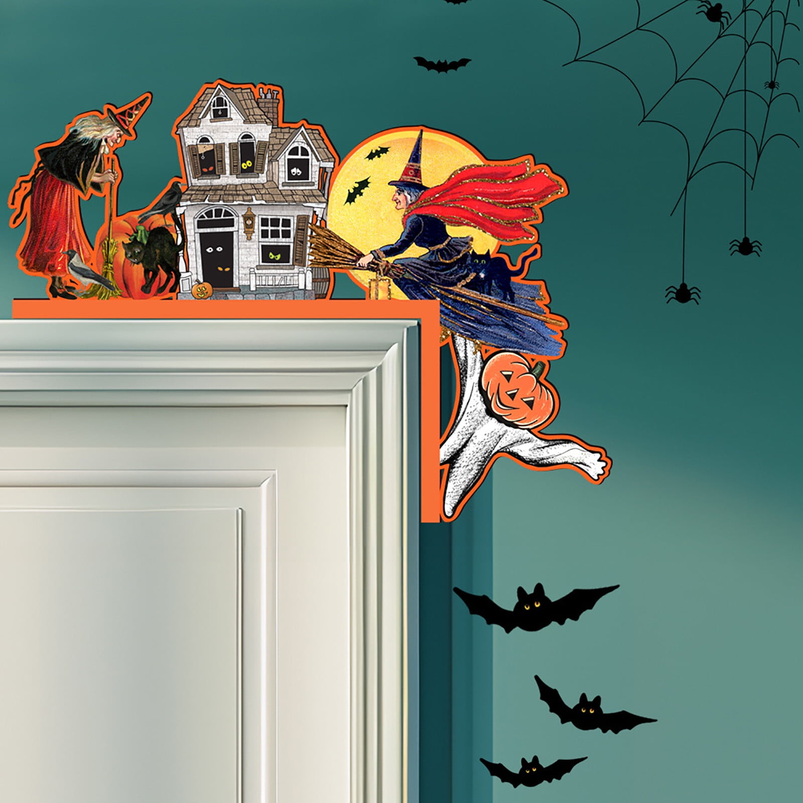 RnemiTe-amo Halloween Door Corner Sign Ornament，Halloween Door Corner ...