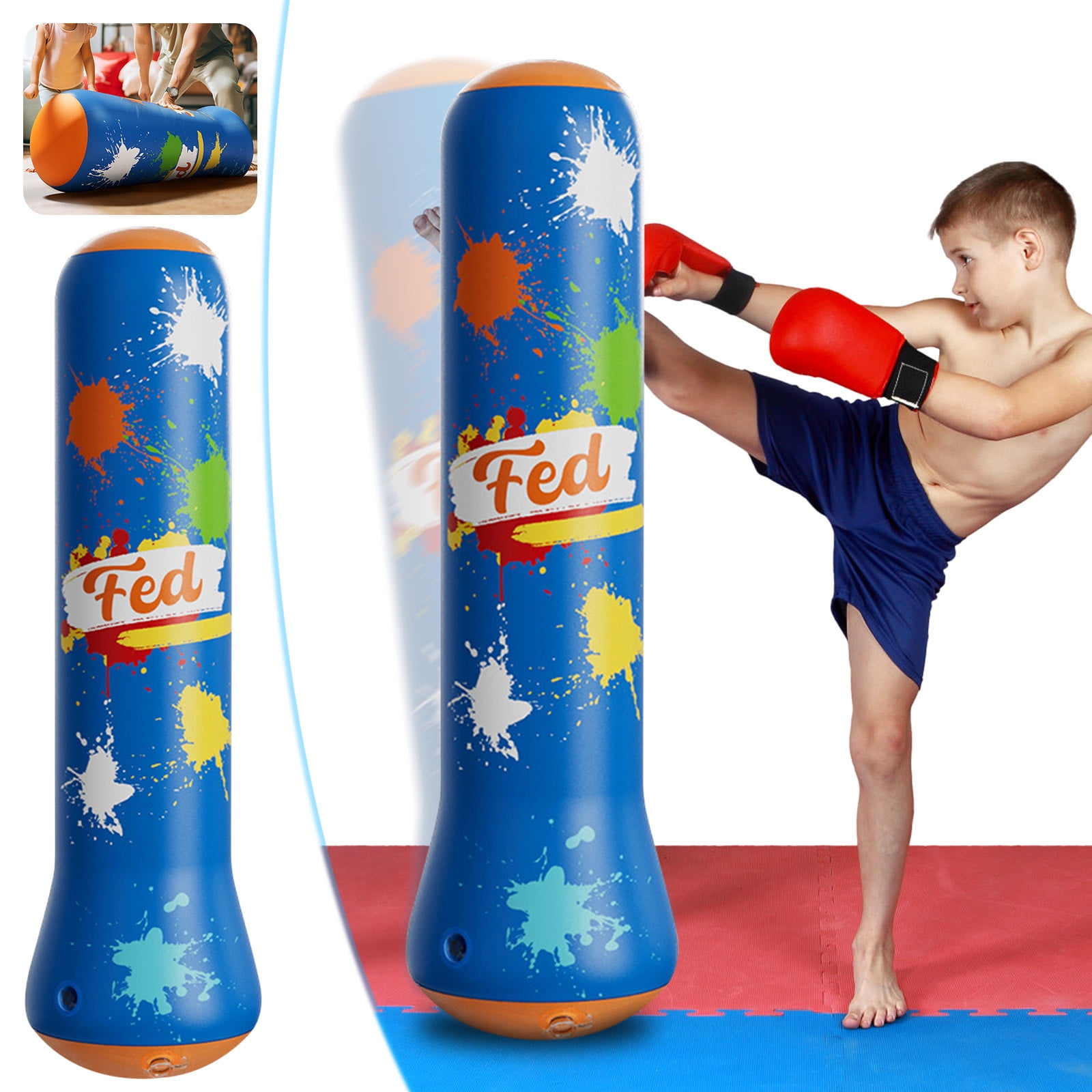 RnemiTe-amo Inflatable Punching Bag for Kids - Free Standing Boxing Bag ...
