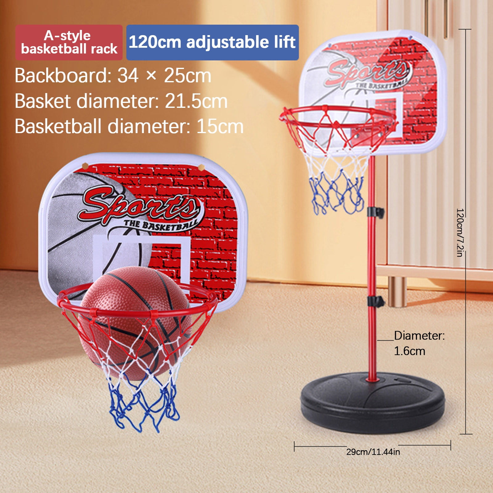 RnemiTe-amo Kids Basketball Hoop Adjustable Height for 1 2 3 4 5 6 Year ...