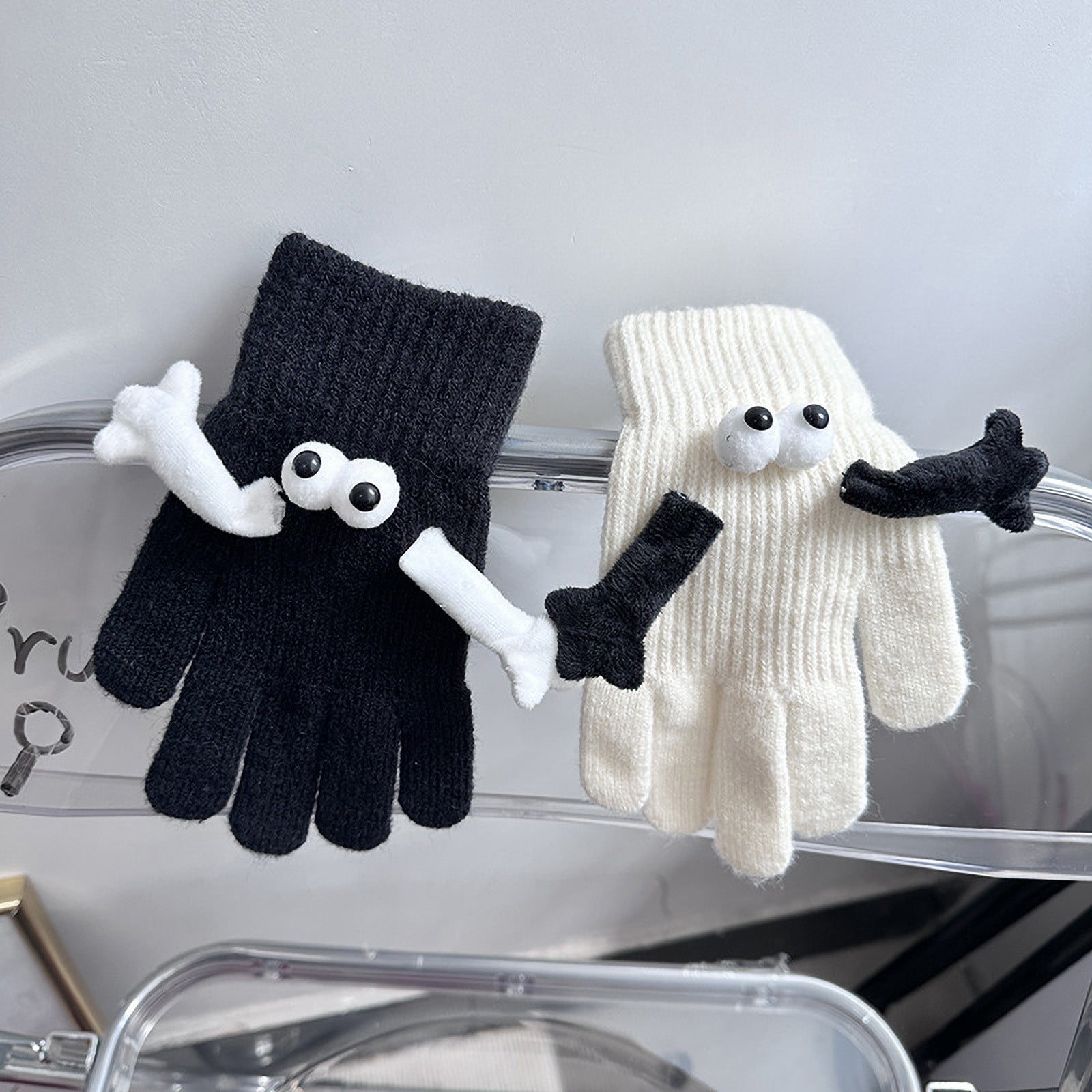 RnemiTe-amo Magnetic Gloves Holding Hands for Cold Weather,Soft Warm ...