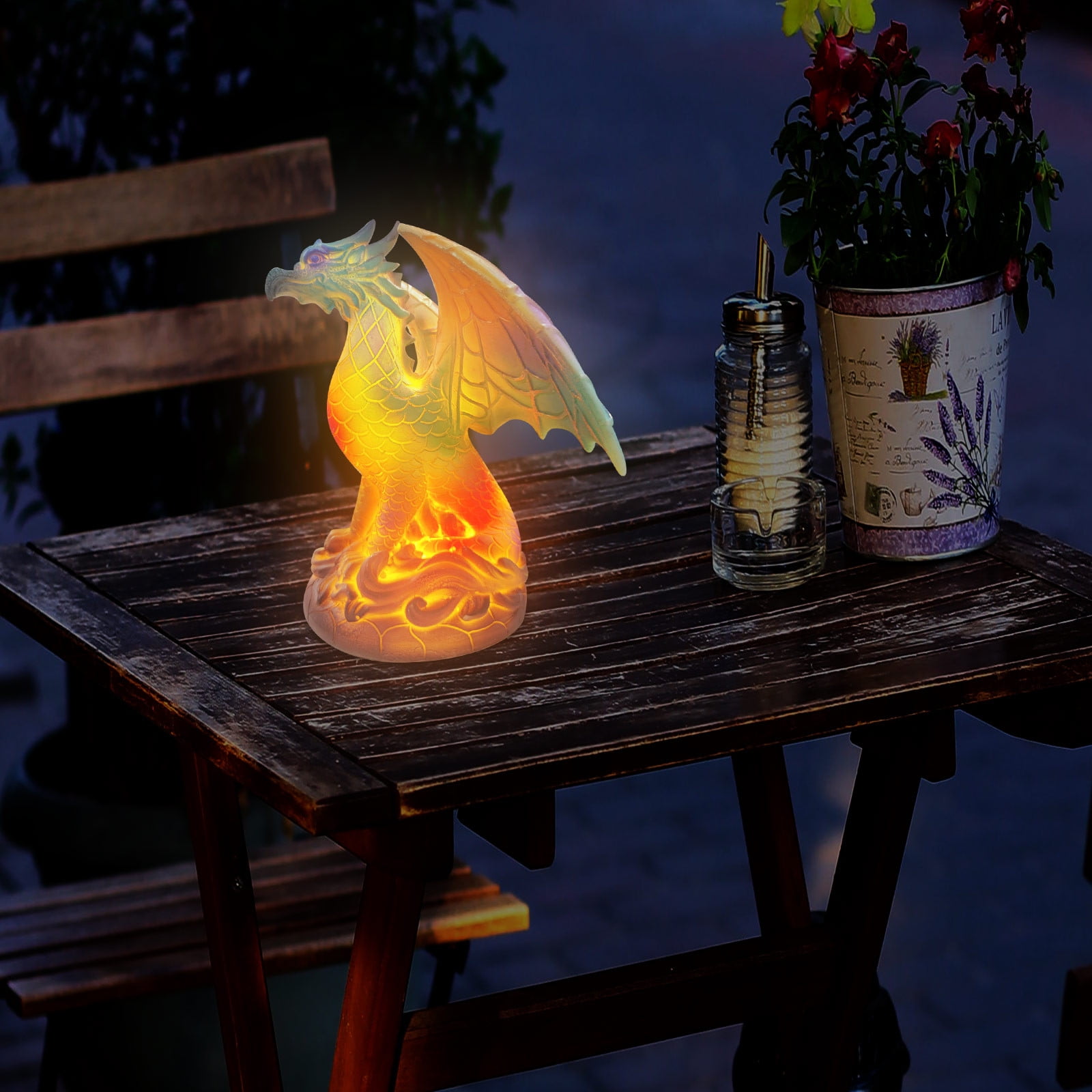 RnemiTe-amo Painting Glass Dragon Table Lamp Vintage Desk Lamps ...