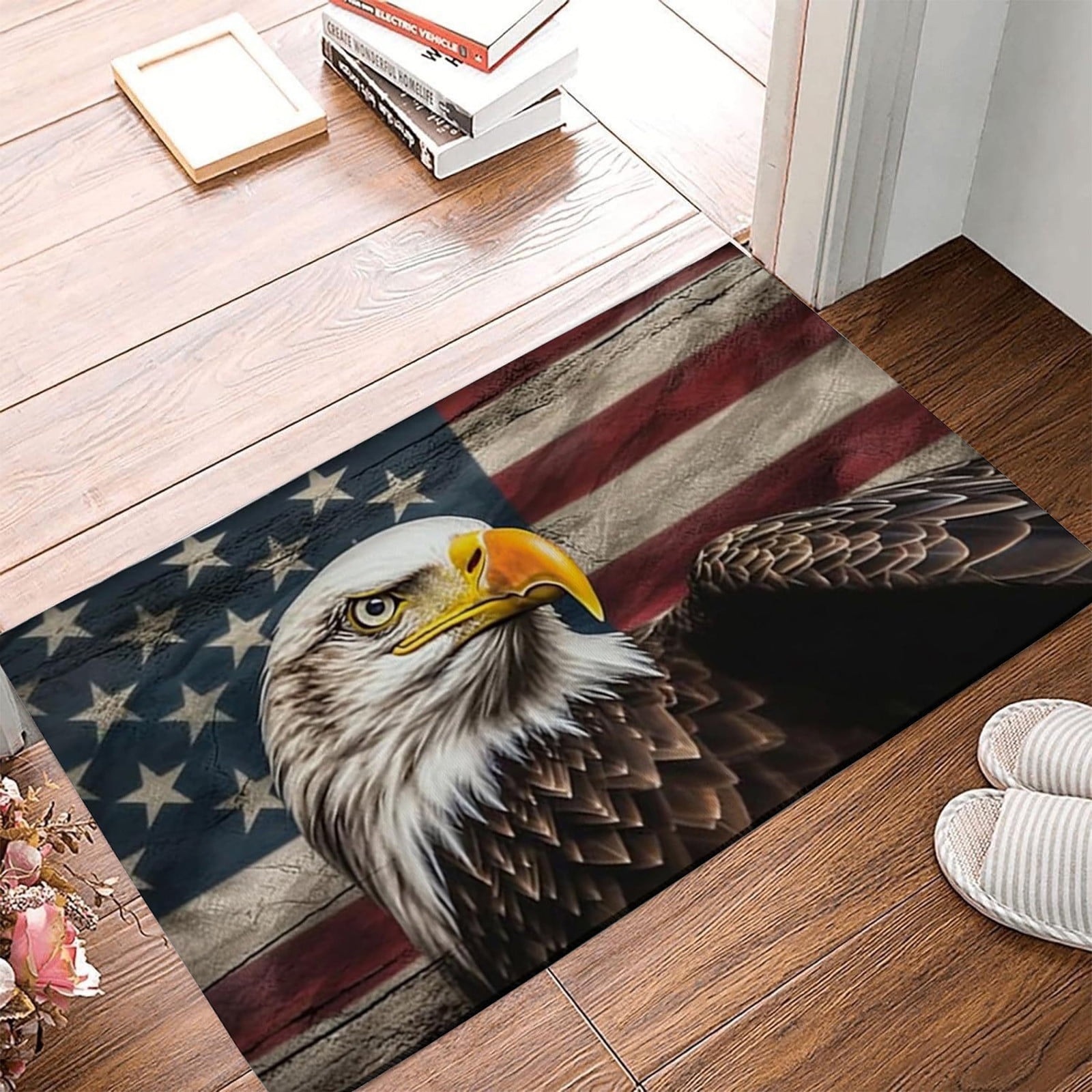 RnemiTe-amo Patriotic Entrance Door Mat, American Flag with Eagle Decor ...