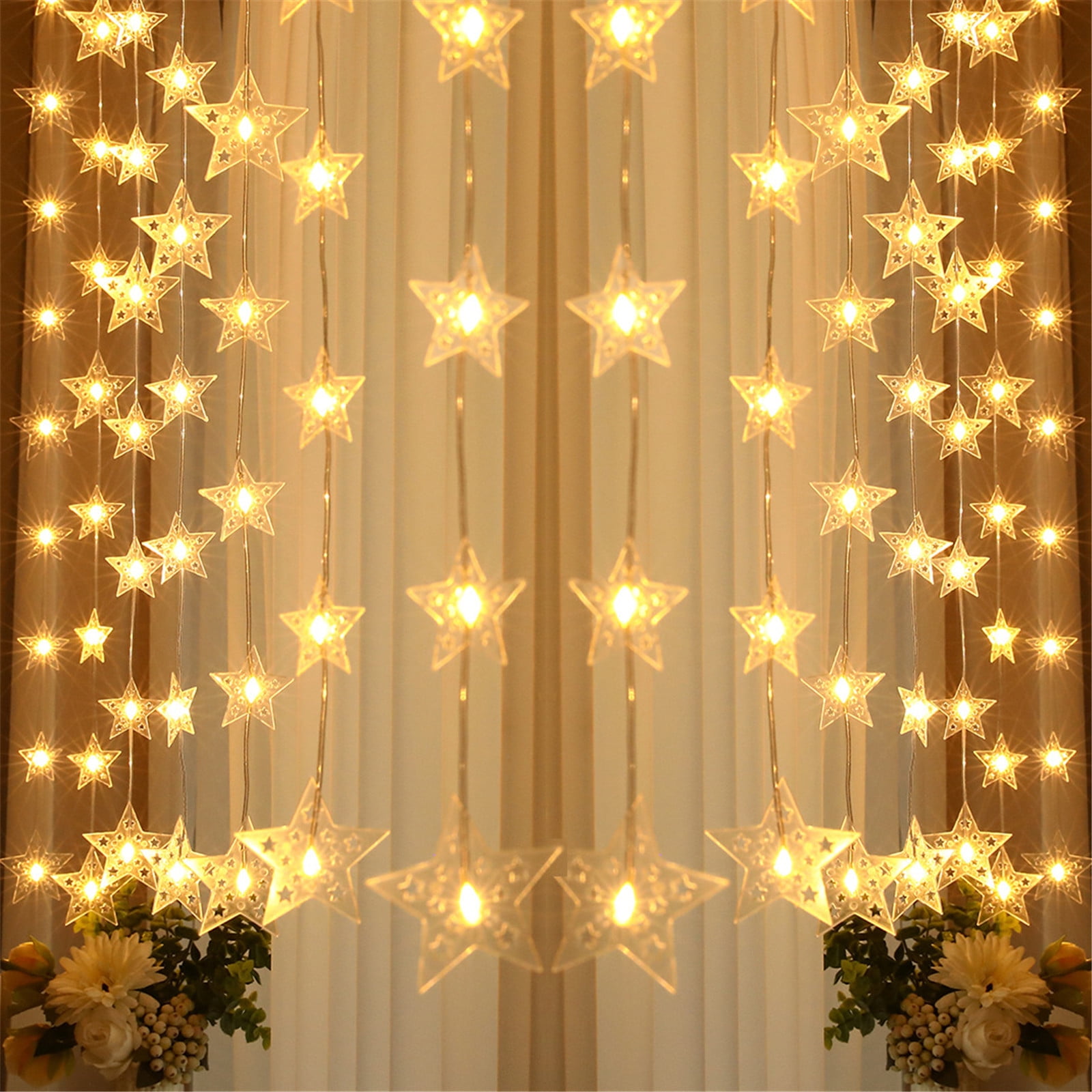 RnemiTe-amo Pentagram Curtain Lights, USB LED Pentagram String Lights ...