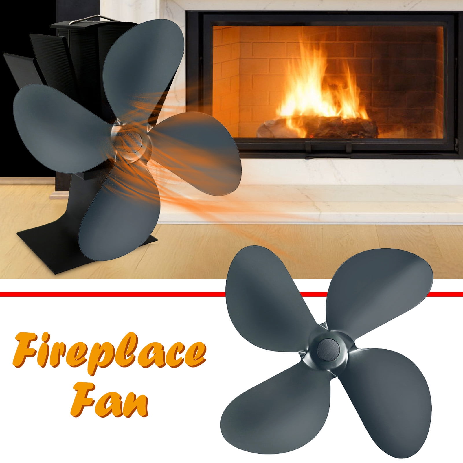 RnemiTe-amo Portable Fan, 4 Blade for Heat Powered Wood Stove Fan Wood ...