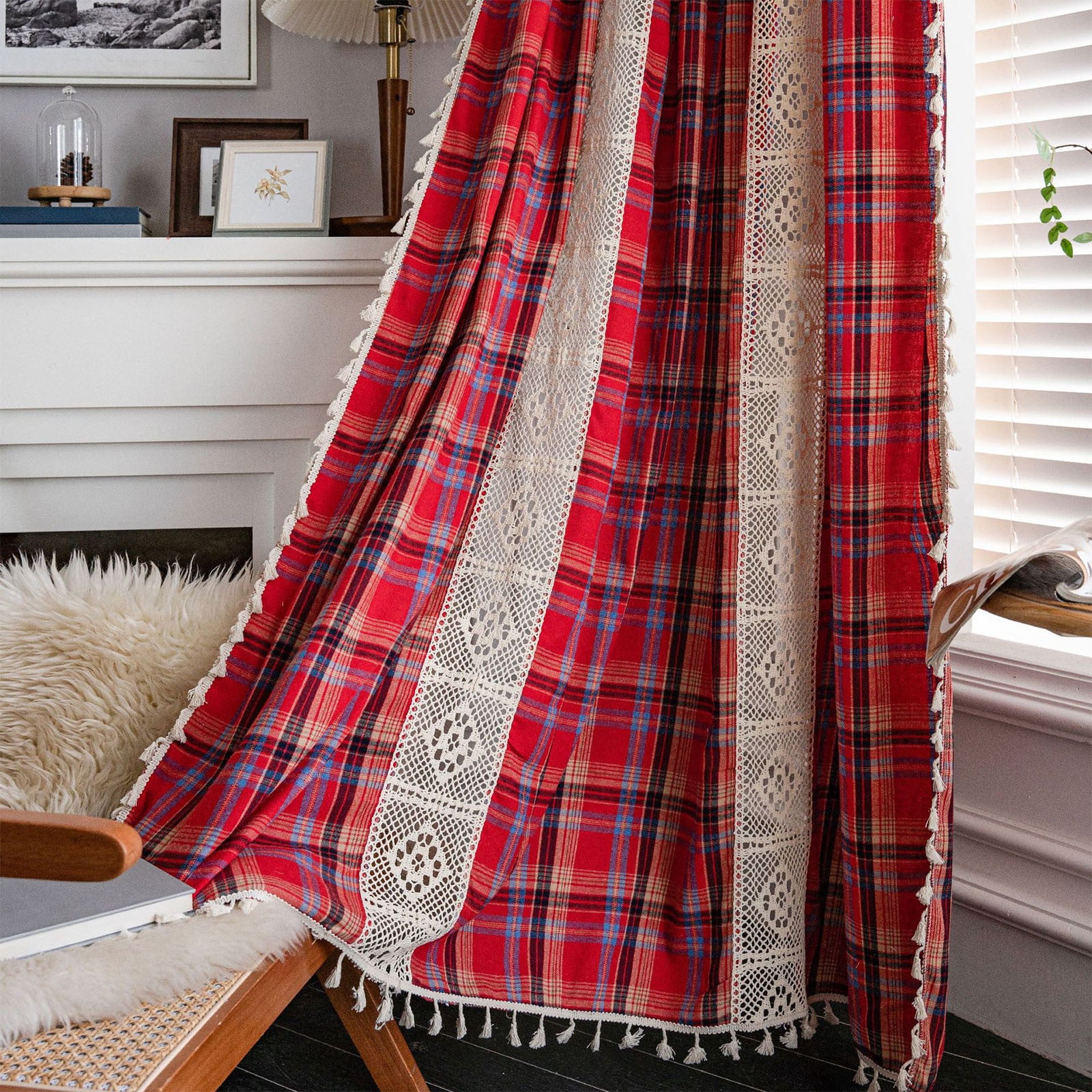 RnemiTe-amo Red and Black Buffalo Plaid Kitchen Curtains, Farmhouse ...