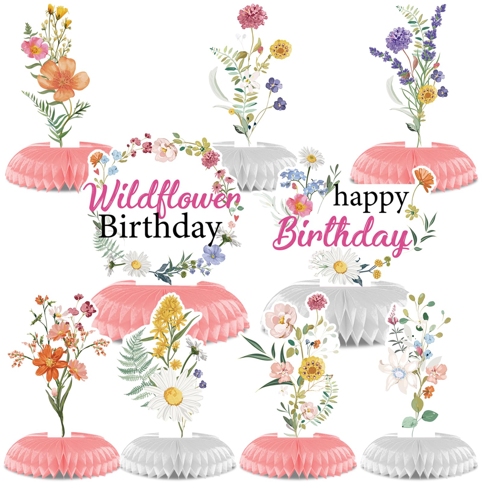 Rngmsi Flower Birthday Table DHF10 Decorations - 9PCS Wildflower Birthday Decorations Spring ...