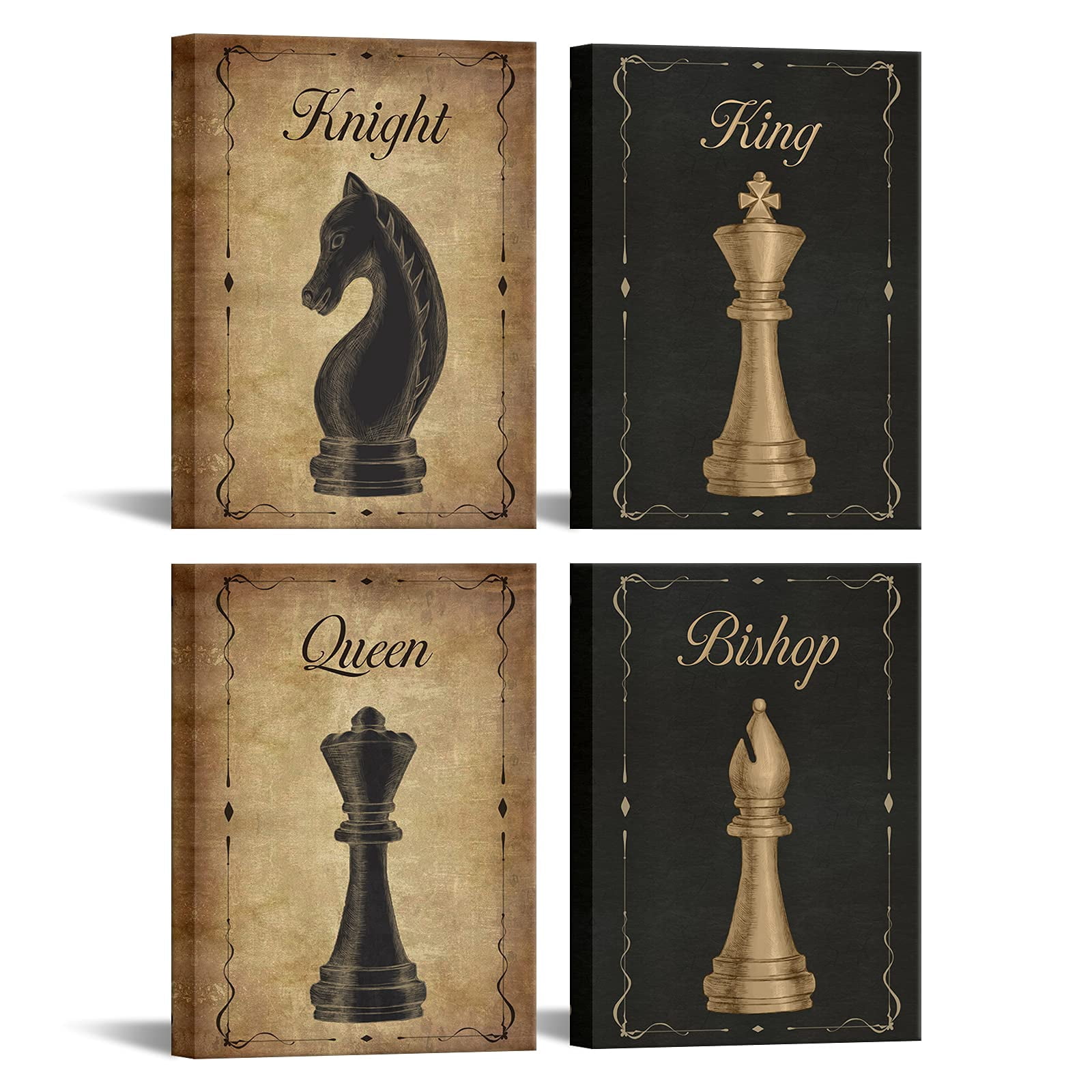 RnnJoile Chess Canvas Wall Art King and Queen Pictures Wall Decor ...