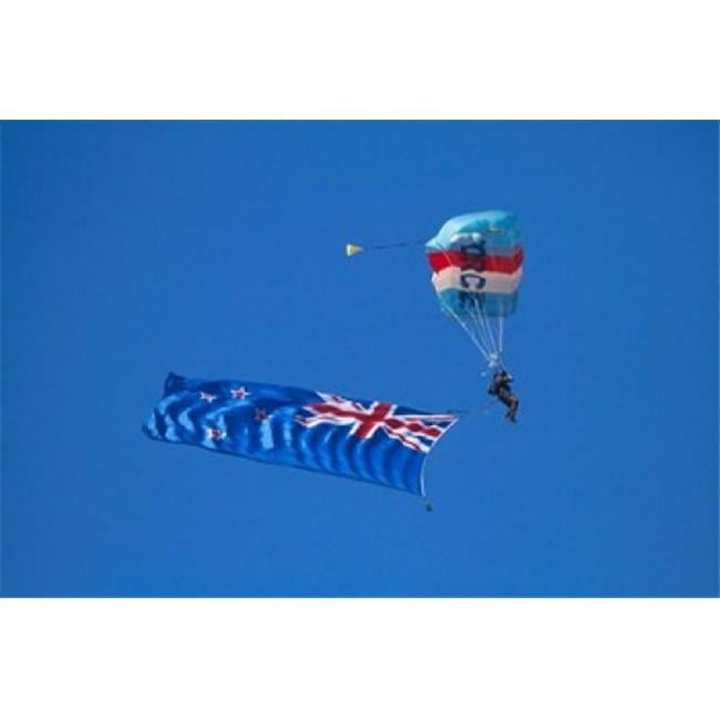 Rnzaf Sky Diving New Zealand Flag Warbirds Over Wanaka South Island New Zealand Poster Print by ...