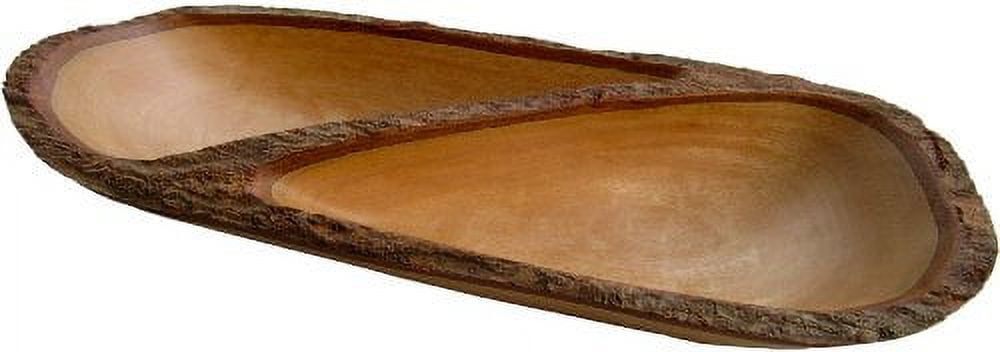 RoRo Natural Sustainable Mango Wood Divided Tray with Bark Edges, 17 ...