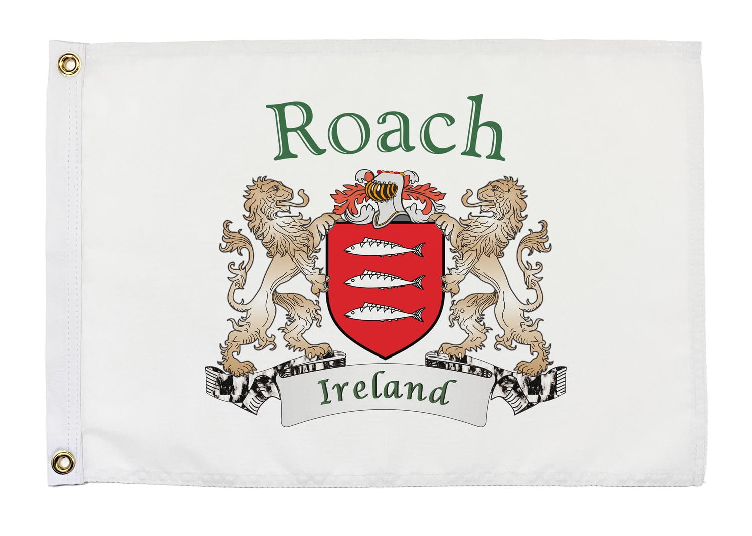 Roach Irish Coat of Arms Small White Flag - 16"x10.5" inches - Walmart.com