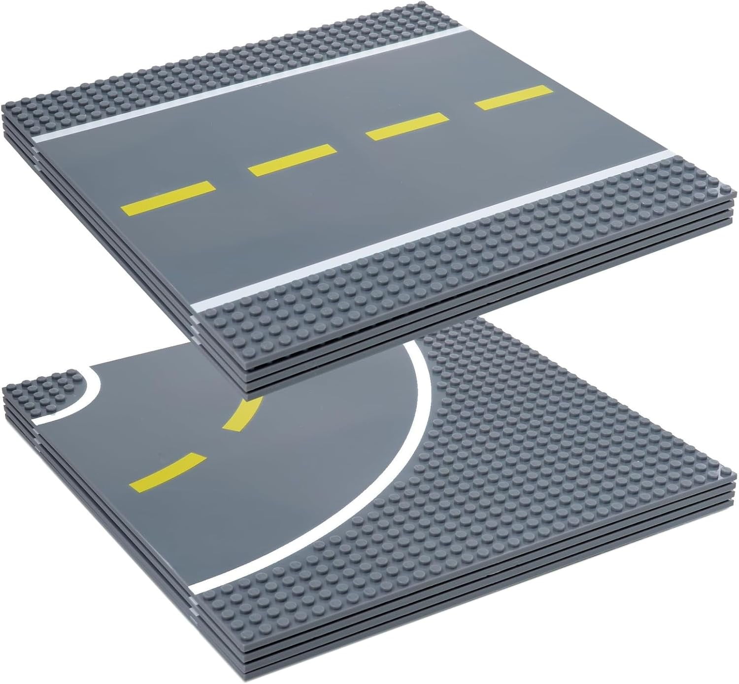 Road Baseplates - Stackable for Brick Building - Compatible with Lego ...