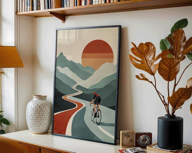 Road Bike Premium Poster, Bicycle Wall Art, Cycling Art Print ...